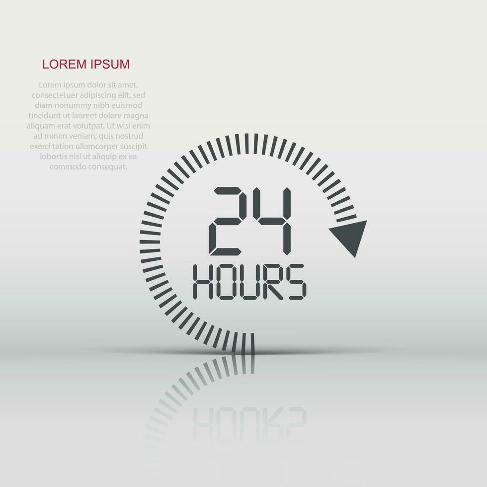 24 hours clock sign icon in flat style. Twenty four hour open vector ... 24 hours clock sign icon in flat style. Twenty four hour open vector ...