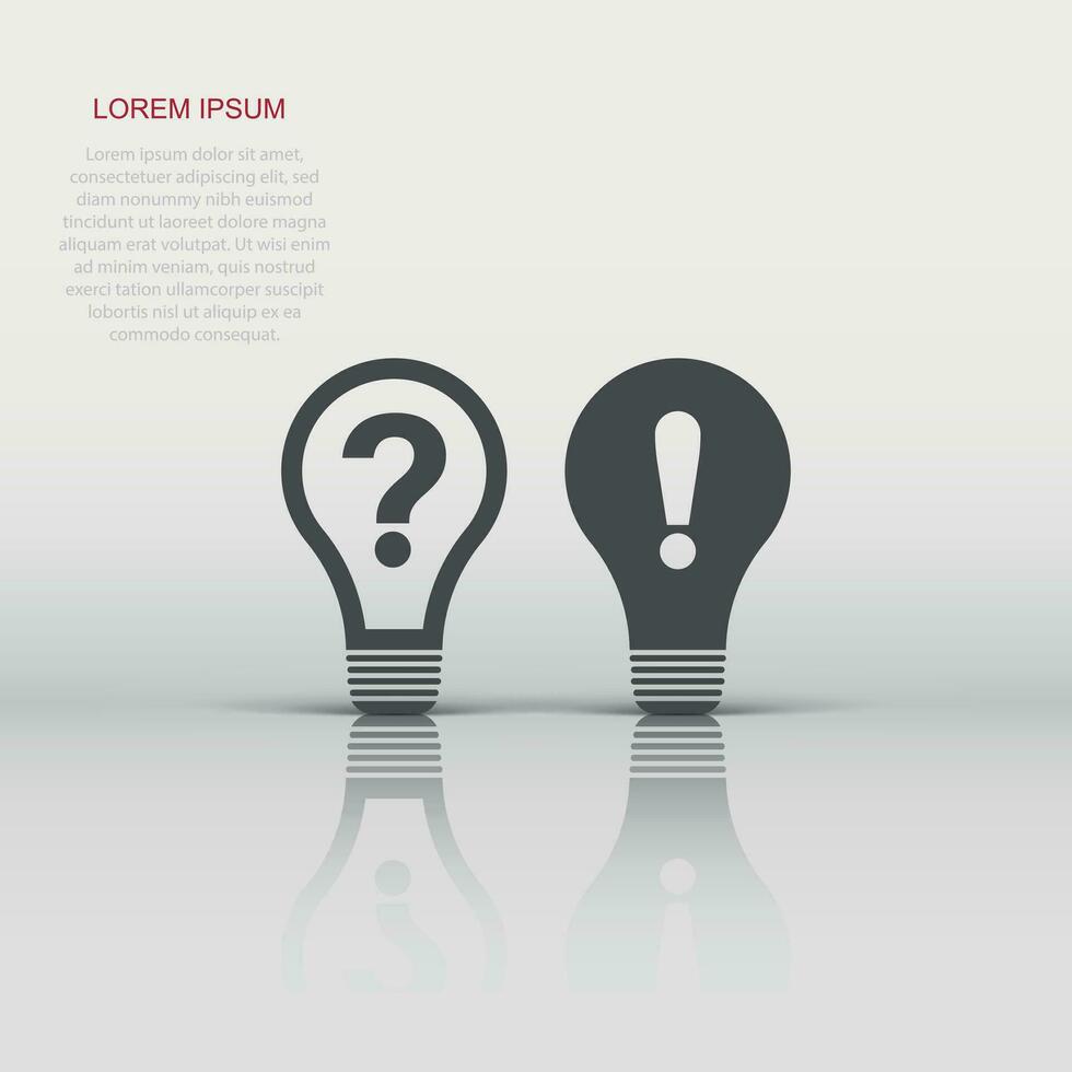Problem solution icon in flat style. Light bulb idea vector ...
