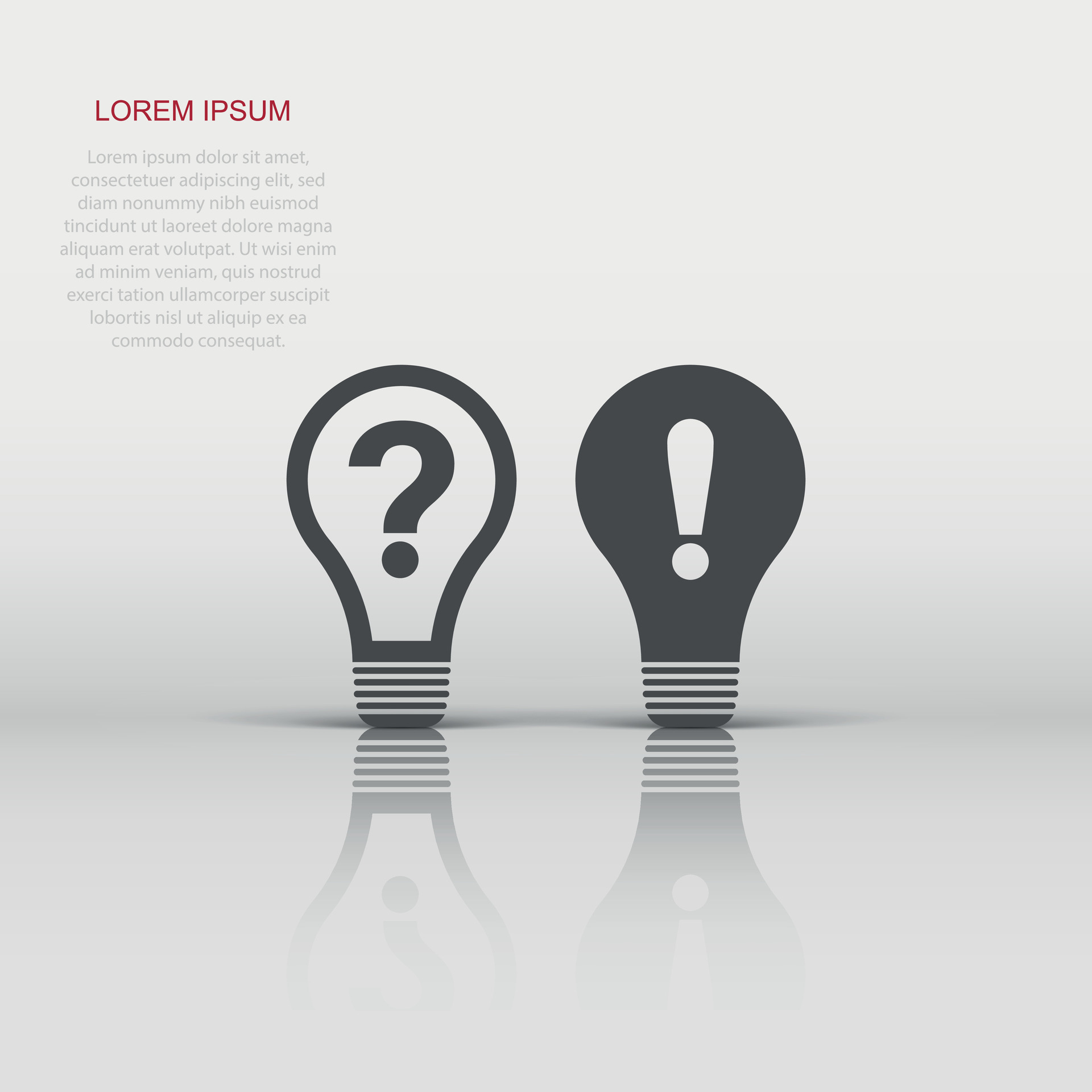 Problem solution icon in flat style. Light bulb idea vector ...
