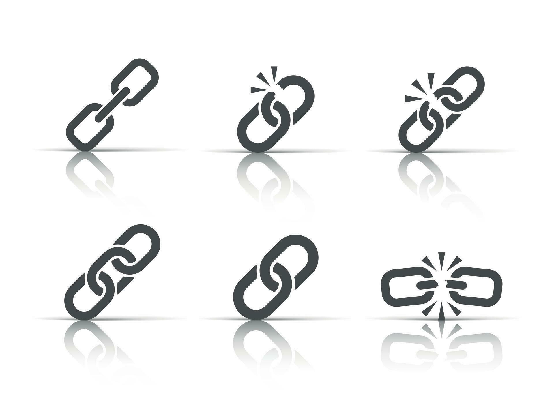 Chain sign set collection icon in flat style. Link vector illustration ...