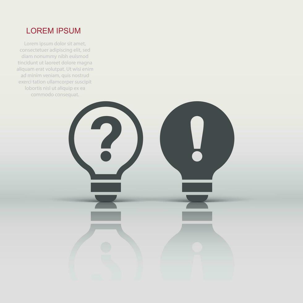 Problem solution icon in flat style. Light bulb idea vector ...