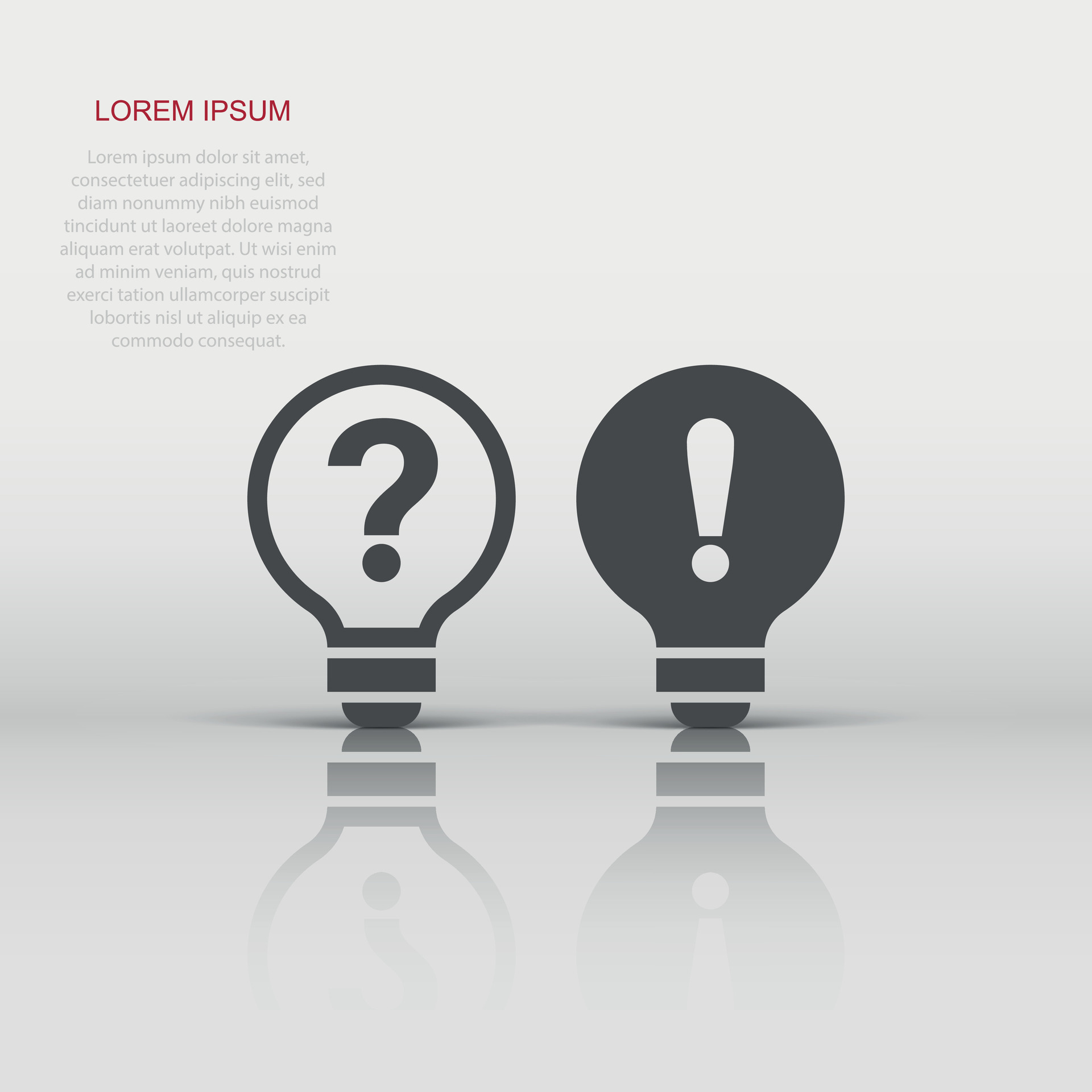 Problem solution icon in flat style. Light bulb idea vector ...
