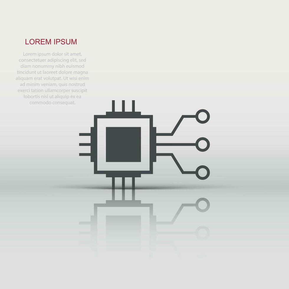 Computer chip icon in flat style. Circuit board vector illustration on ...