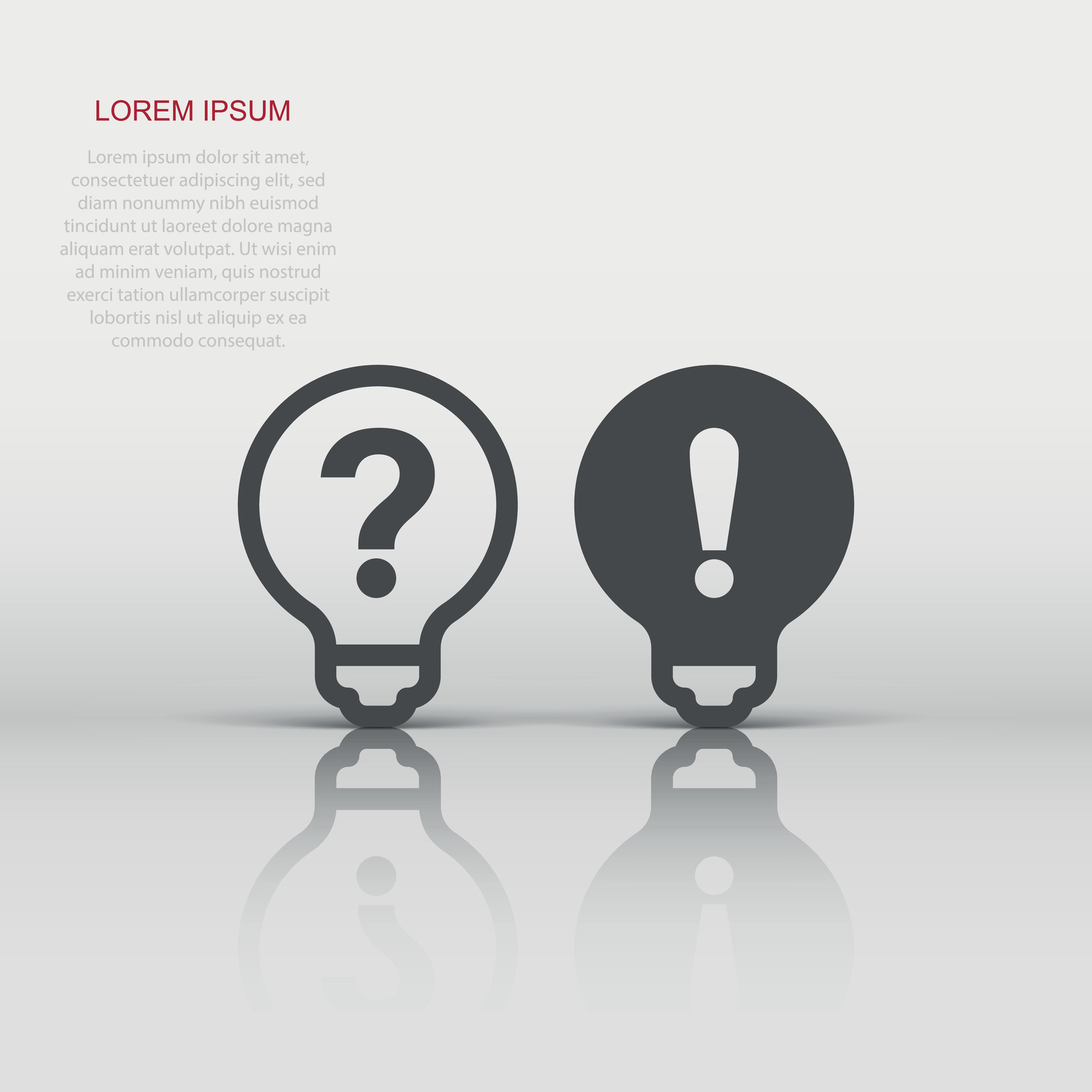 Problem solution icon in flat style. Light bulb idea vector ...