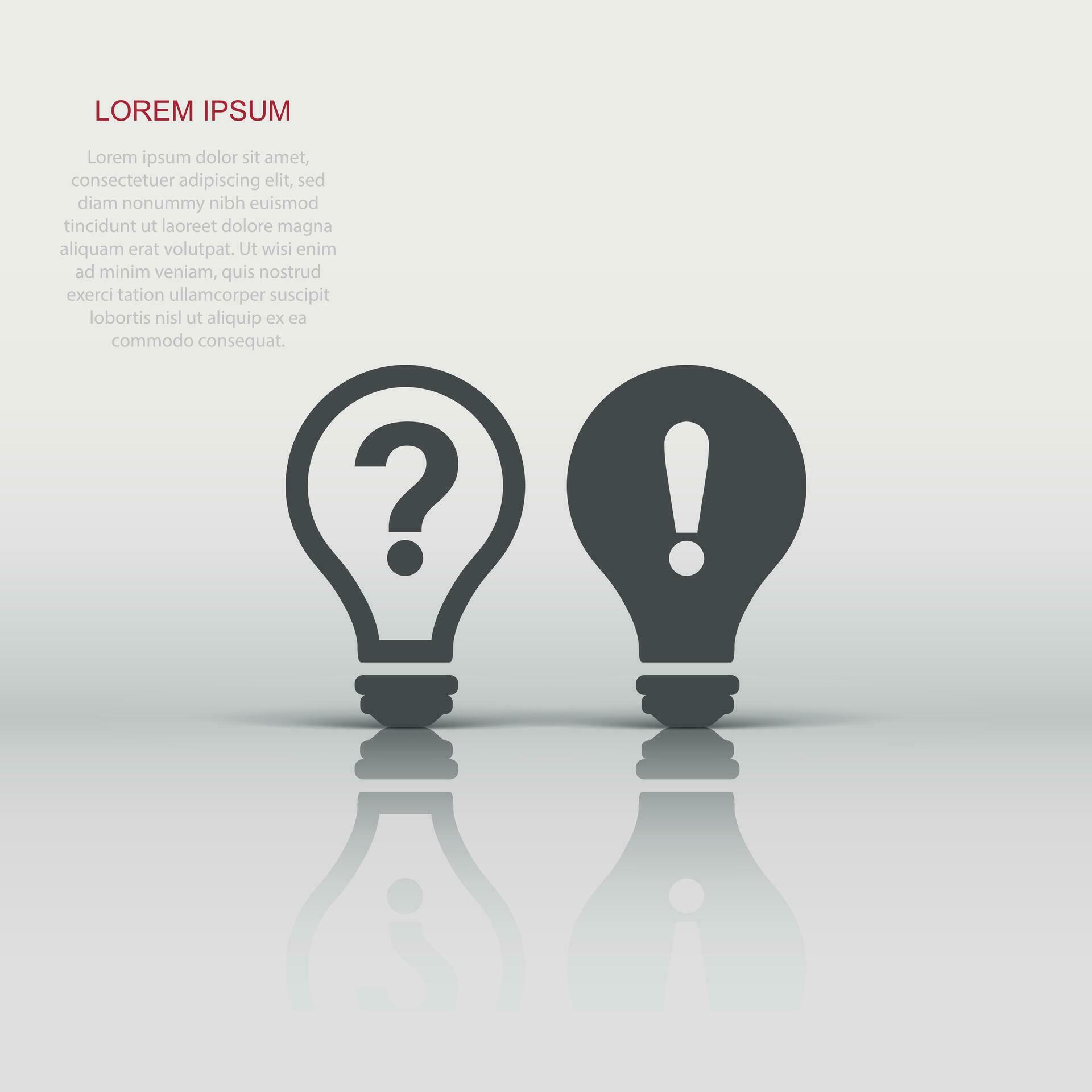 Problem solution icon in flat style. Light bulb idea vector ...