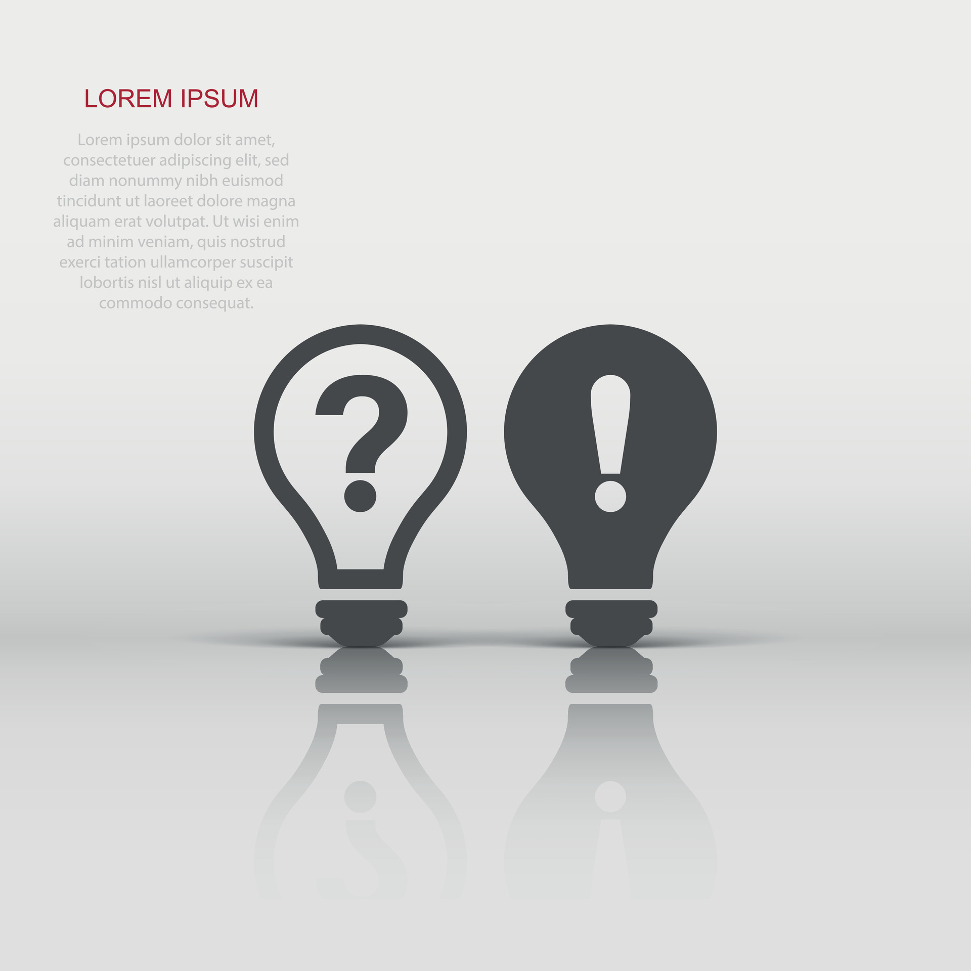 Problem solution icon in flat style. Light bulb idea vector ...