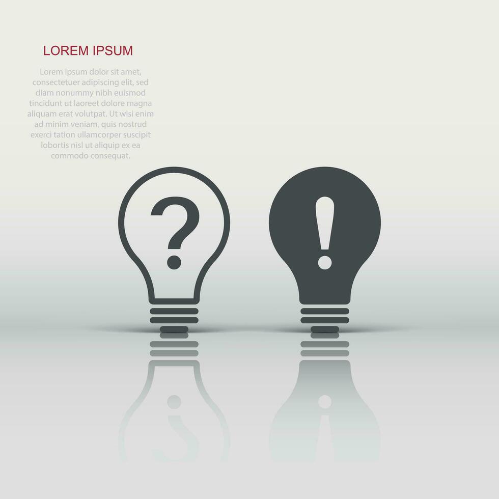 Problem solution icon in flat style. Light bulb idea vector ...