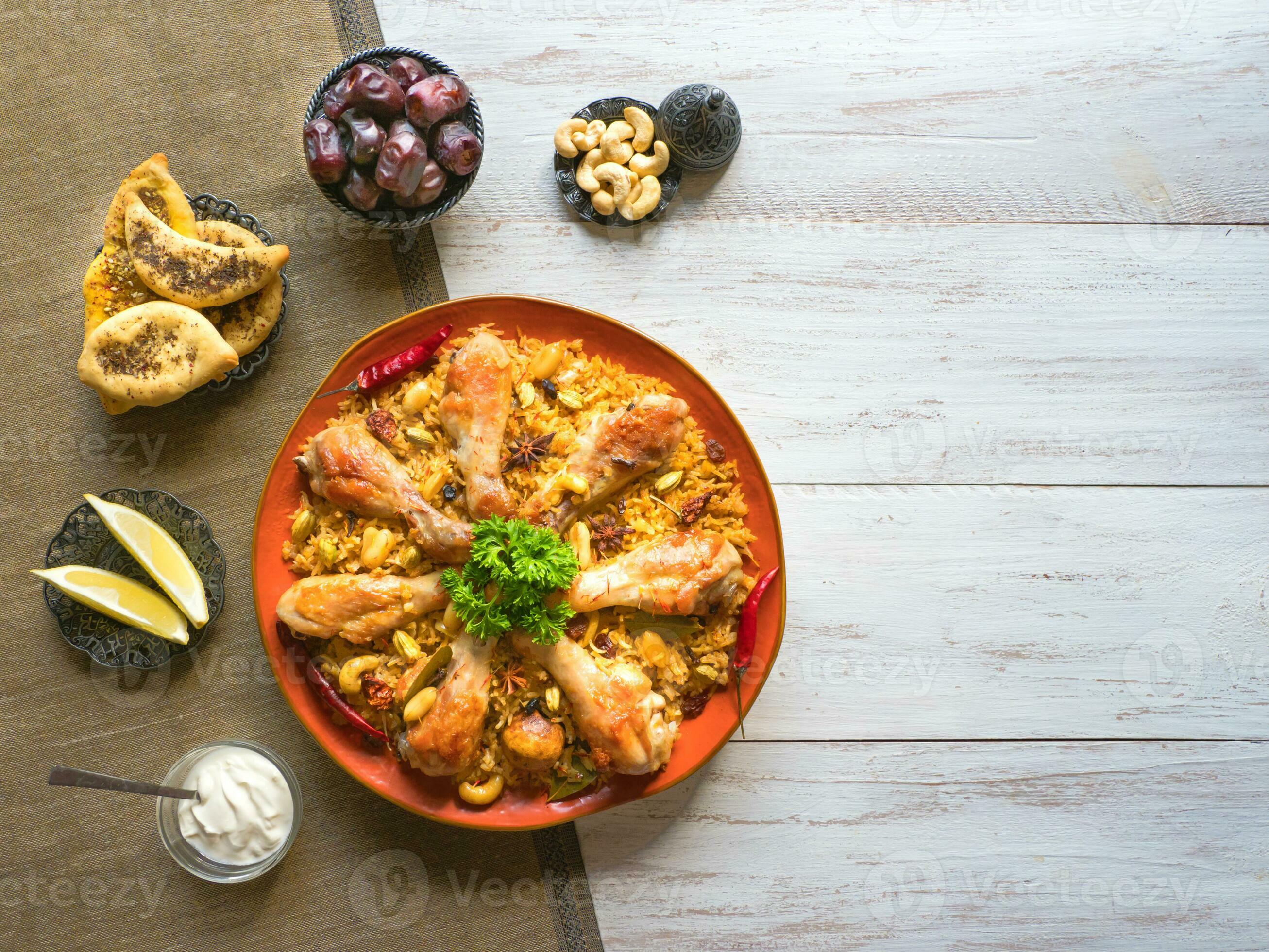 Mandi Kabsa - Arabian chicken with almond and rice. Chicken Kabsa ...