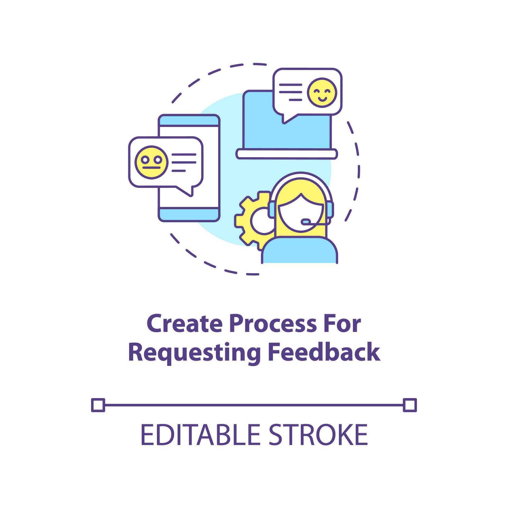 Create Process For Requesting Feedback Concept Icon Asking Customers Write Review Abstract Idea