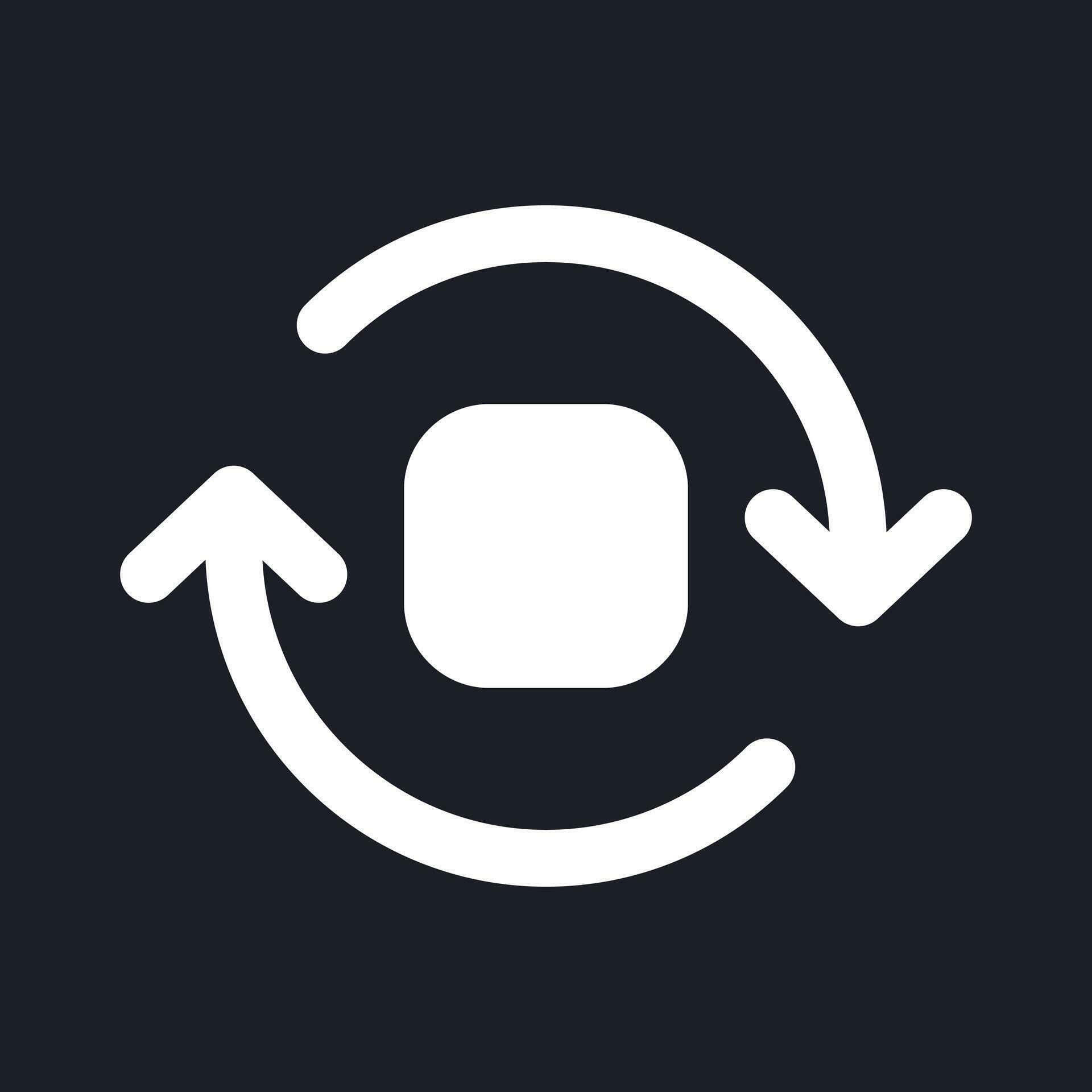 Spin animation white pixel perfect solid ui icon. Circular motion in video editor. Silhouette ...