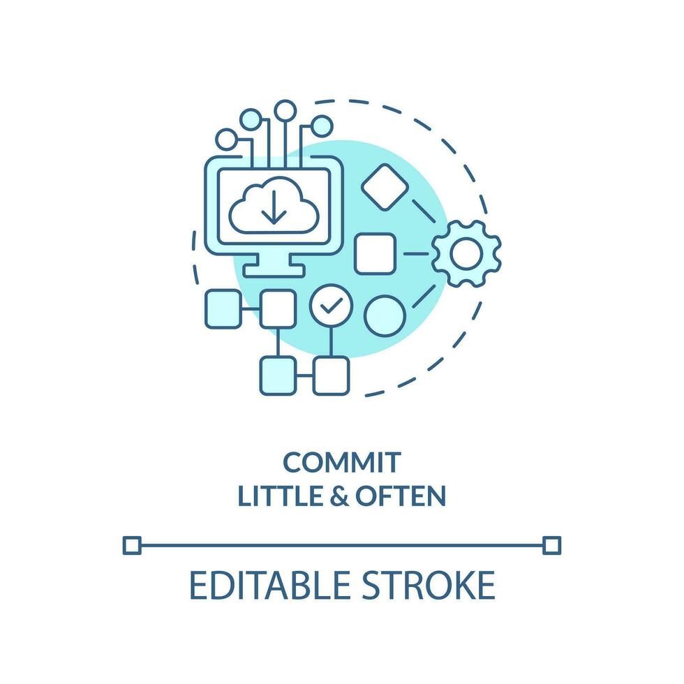 Commit little and often turquoise concept icon. Source code management ...