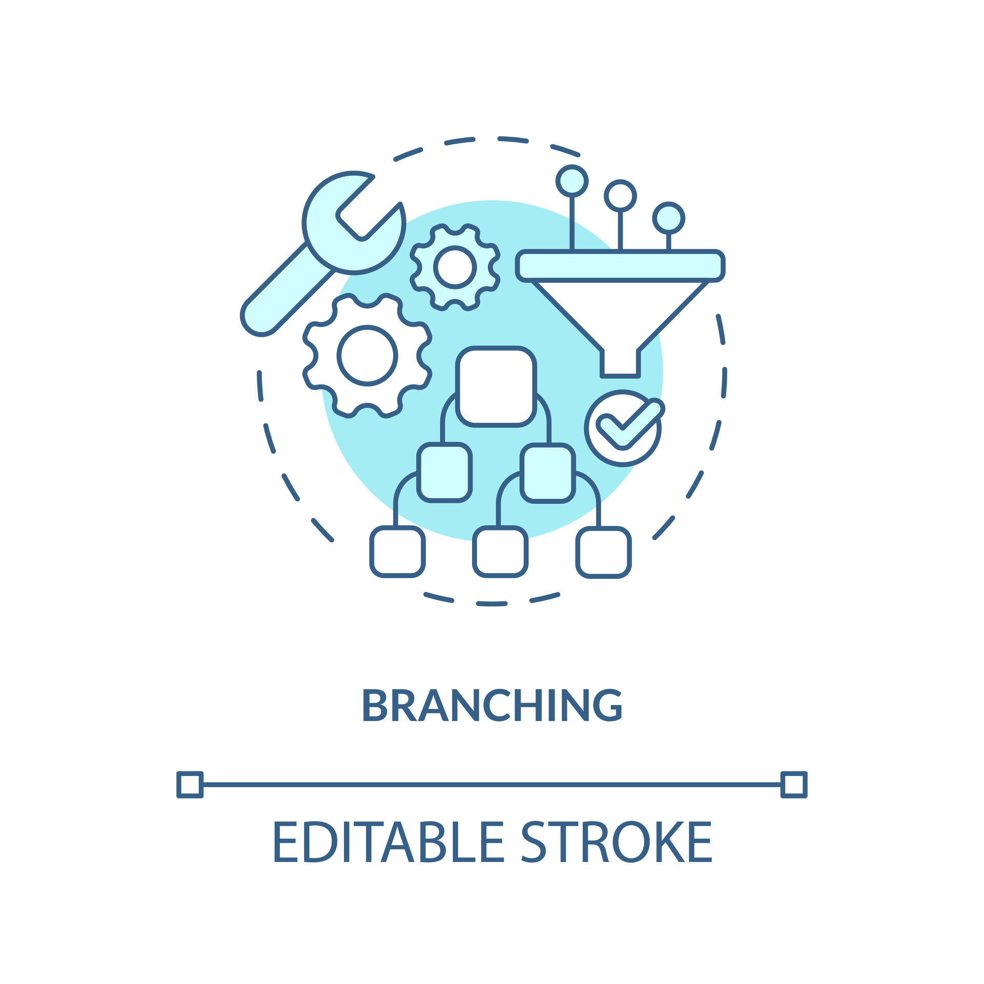 Branching turquoise concept icon. Software configuration. Source ...