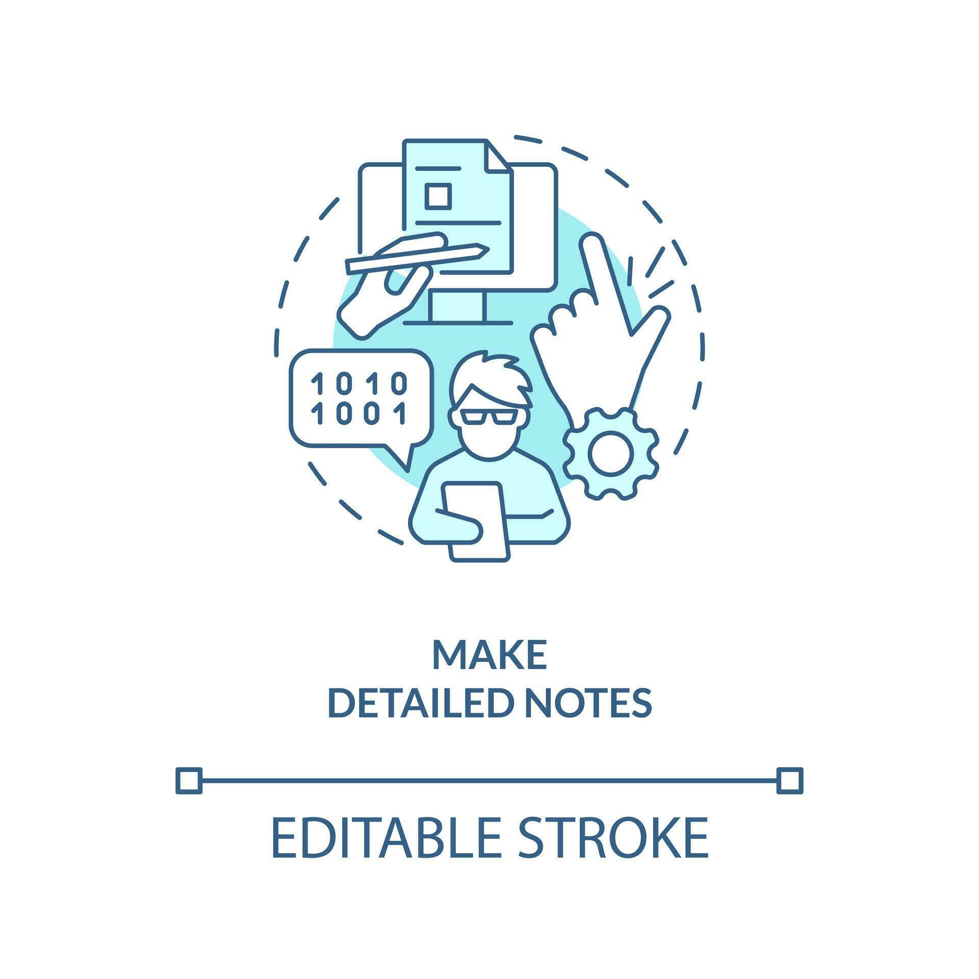 Make Detailed Notes Turquoise Concept Icon Source Code Management Best Practice Abstract Idea