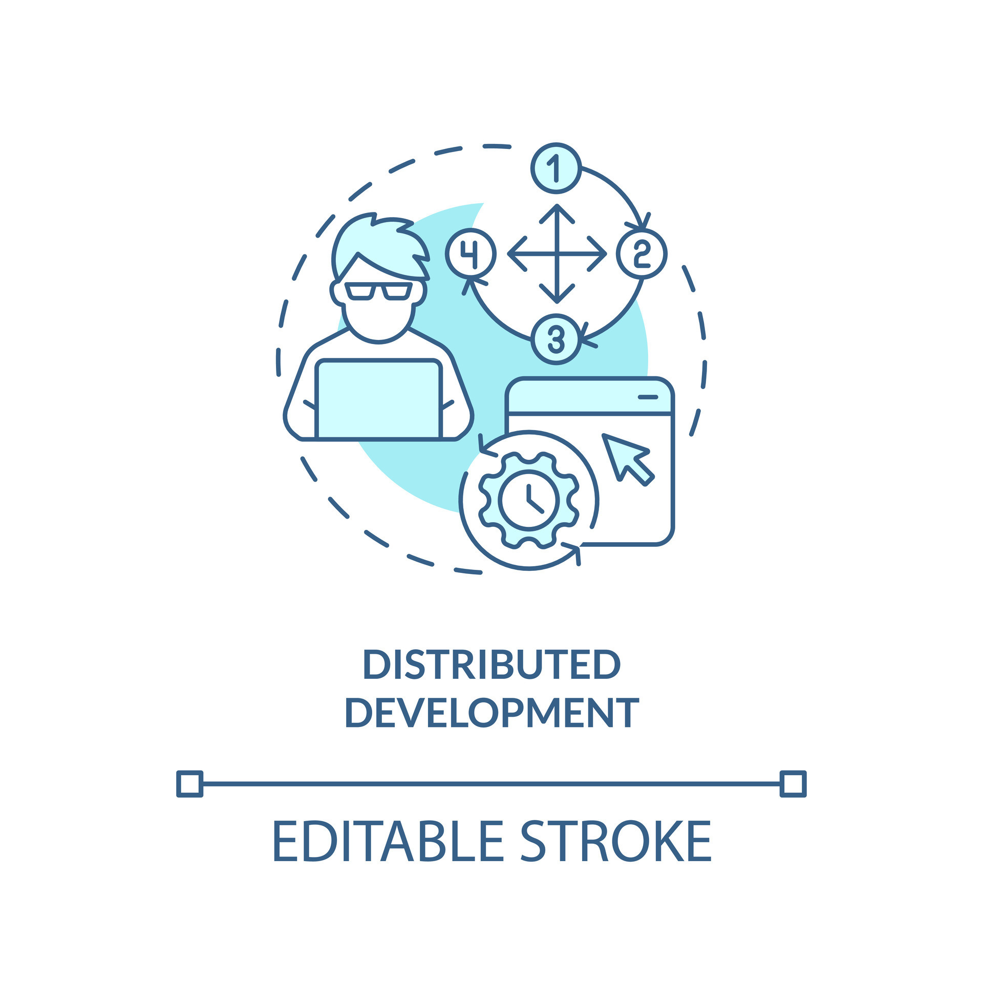 Distributed development turquoise concept icon. Version control advantage abstract idea thin ...