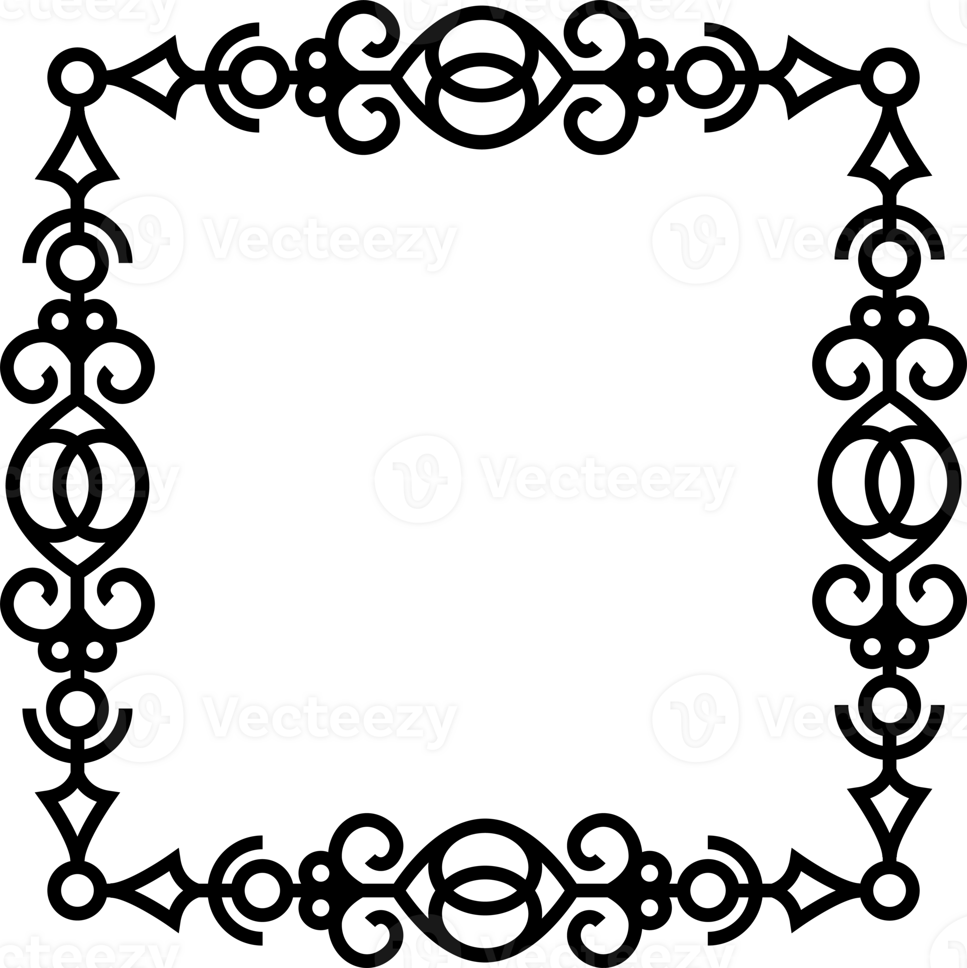 Square vintage ornate decorative frame, abstract border, decorative ...