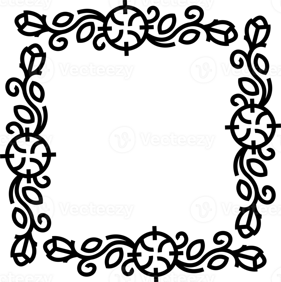 Square vintage ornate decorative frame, abstract border, decorative ...