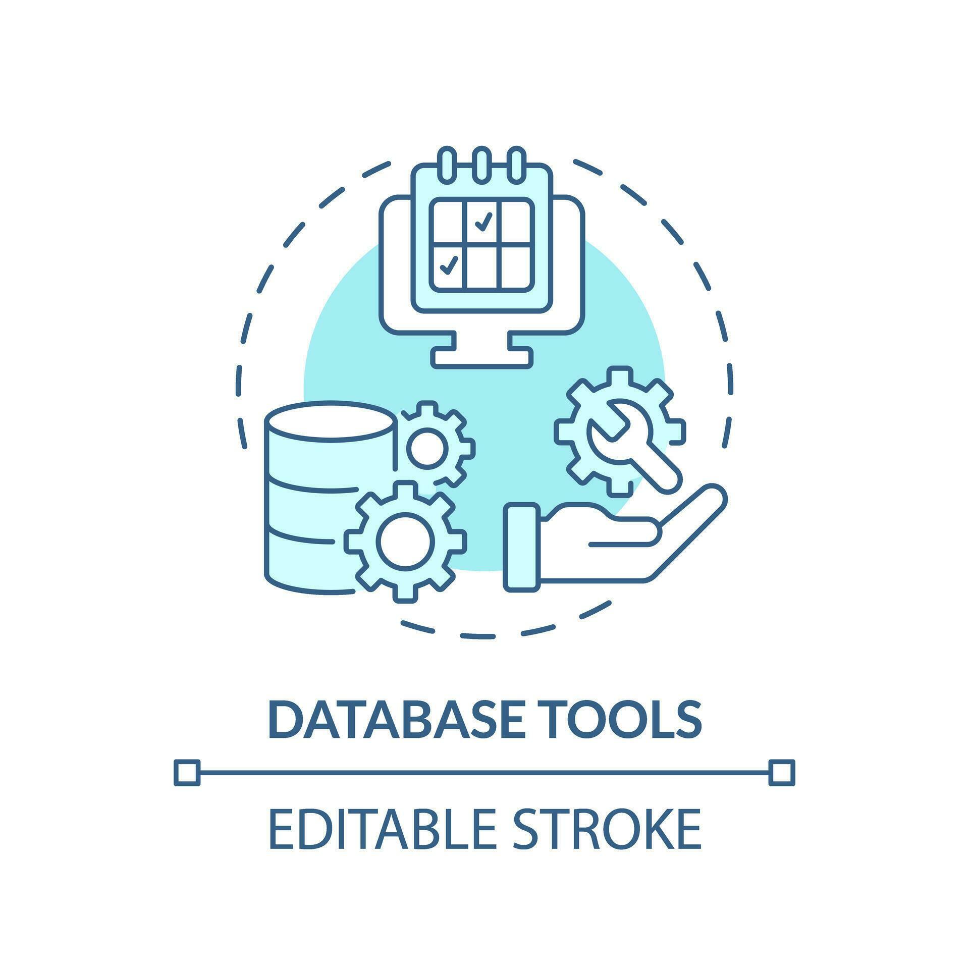 Database tools turquoise concept icon. Big data. Information storage. Calendar scheduler ...