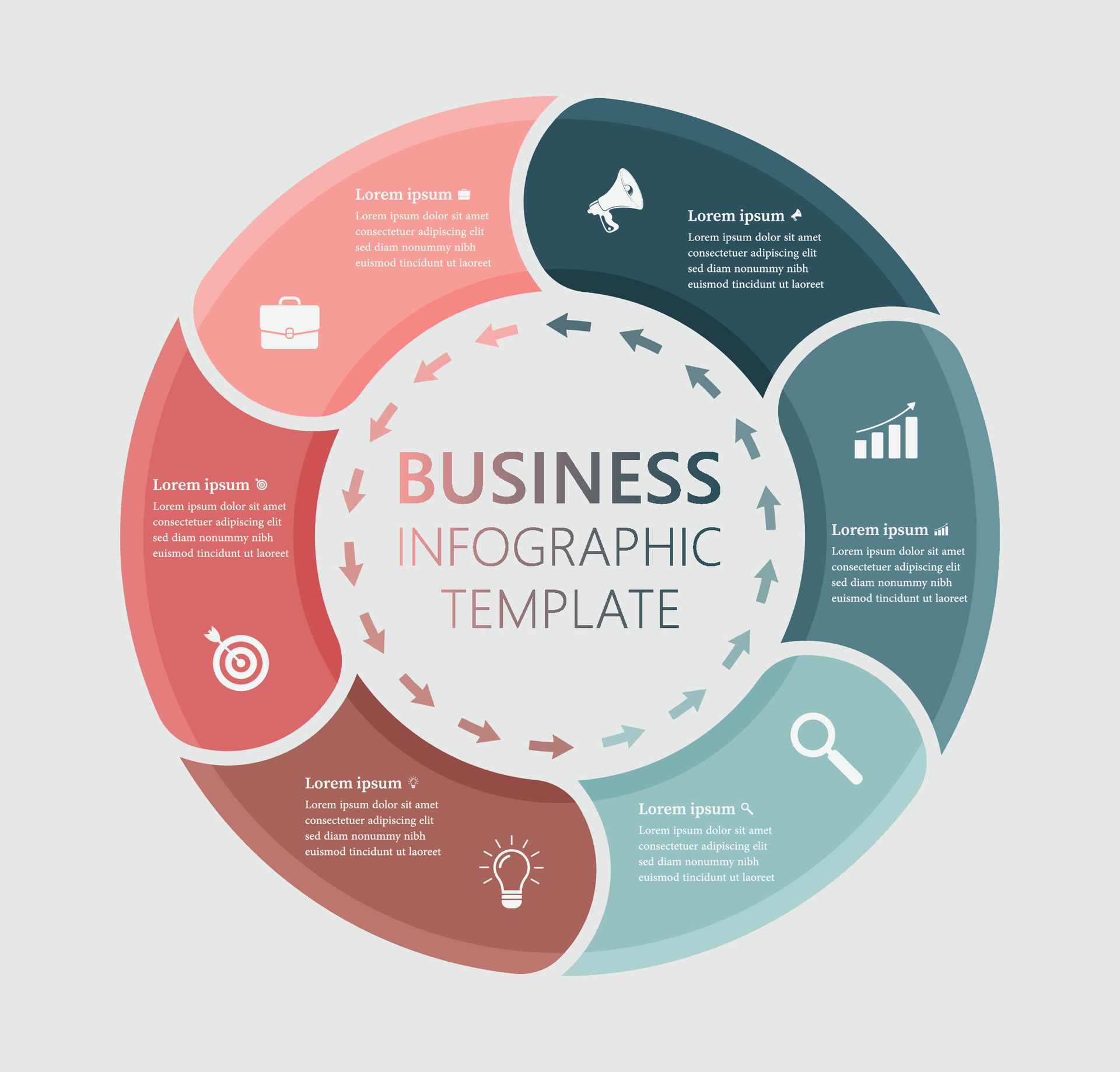 Six Steps Work Process Circle Business Infographic Template, Full ... Six Steps Work Process Circle Business Infographic Template, Full ...