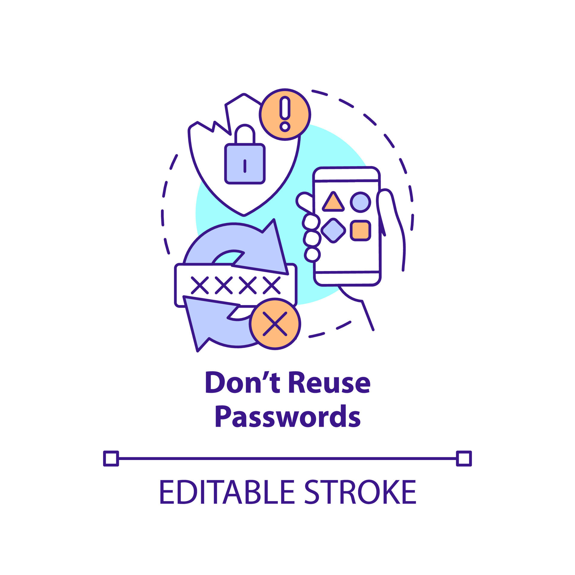 Do Not Reuse Passwords Concept Icon Unsafety Login Data Prevent