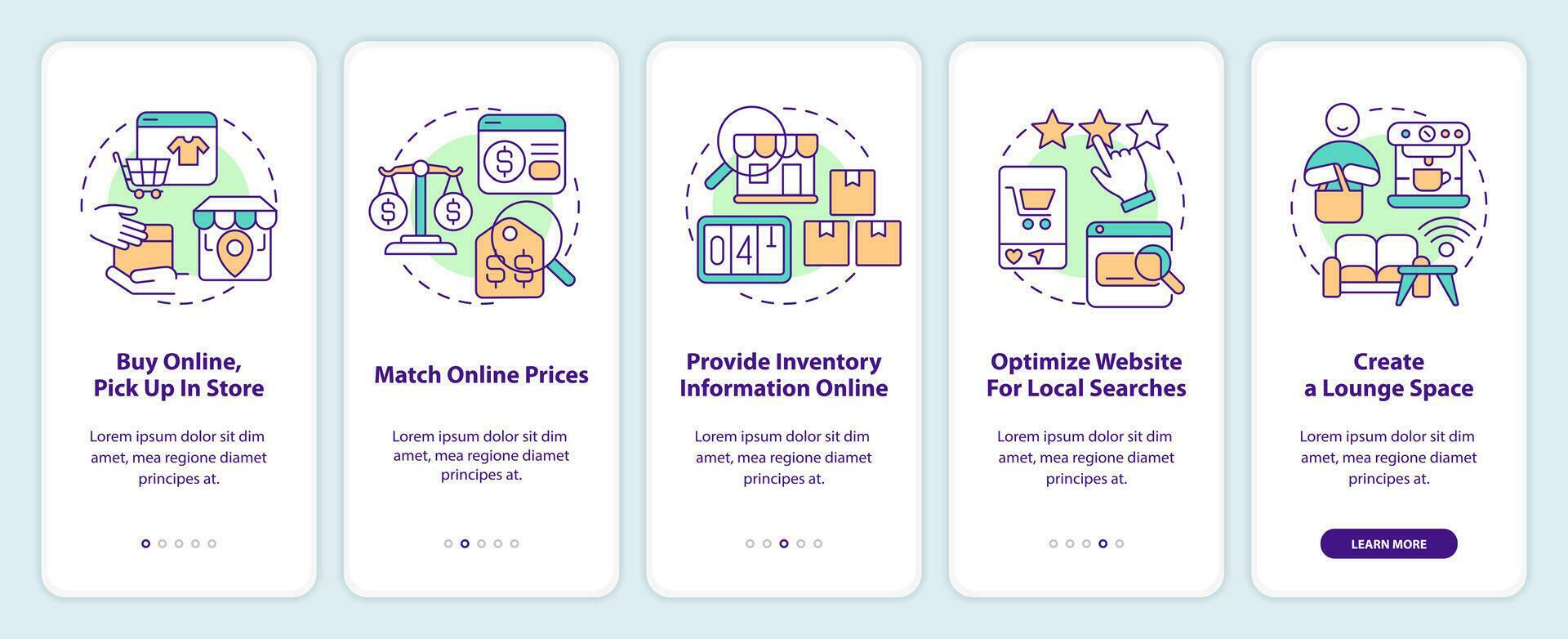 Attract Customers To Retail Store Ways Onboarding Mobile App Screen Walkthrough 5 Steps