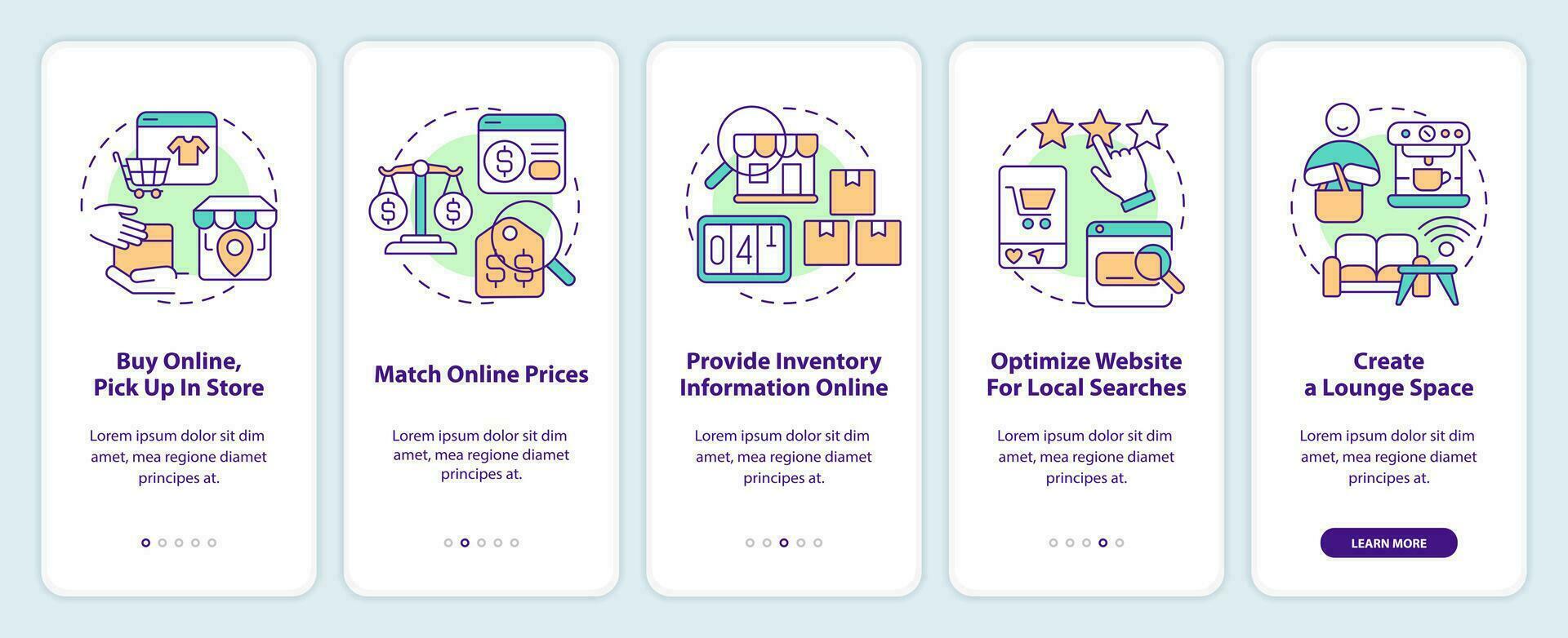 Attract Customers To Retail Store Ways Onboarding Mobile App Screen Walkthrough 5 Steps