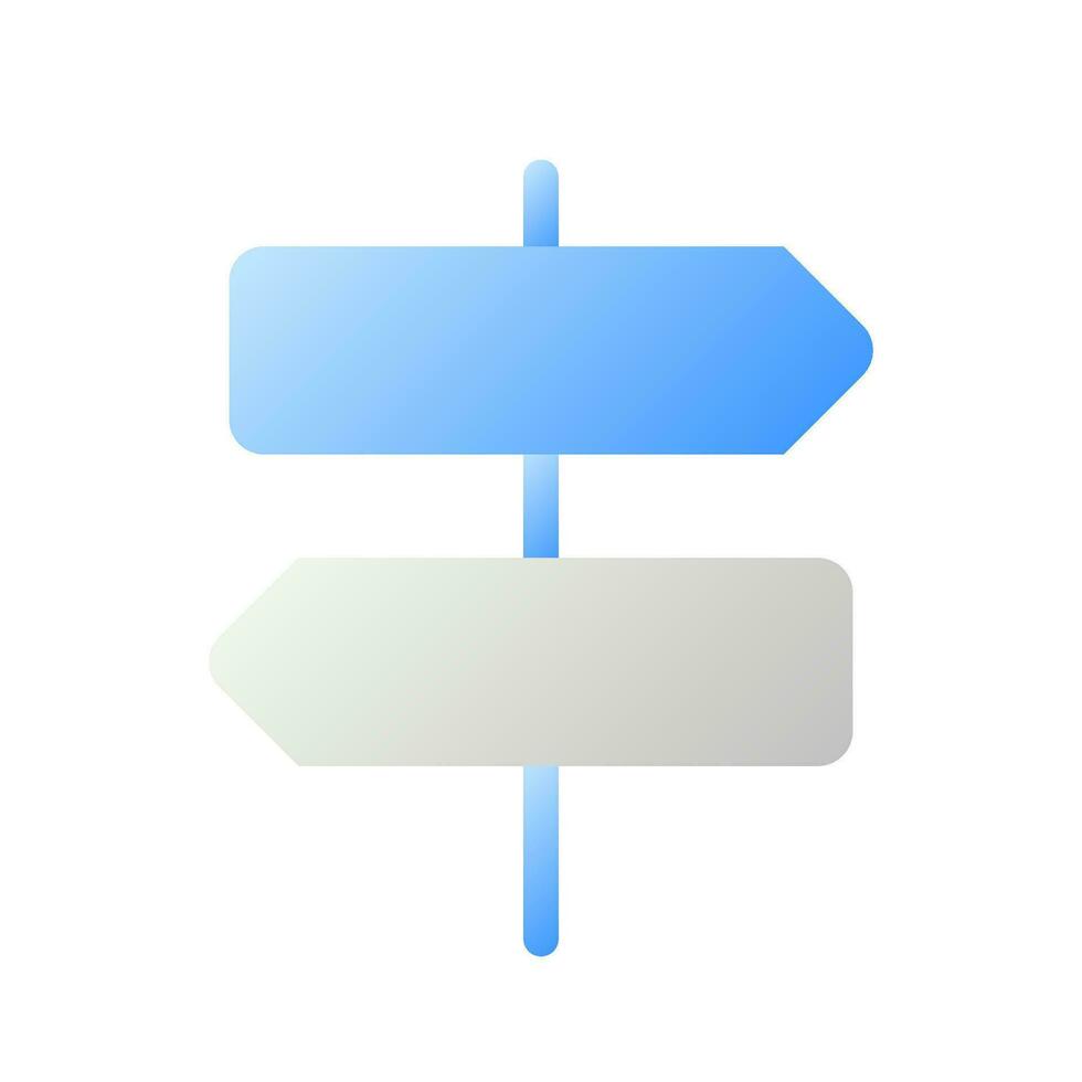 Signposts pointing in different directions flat gradient two-color ui icon. GPS navigation ...