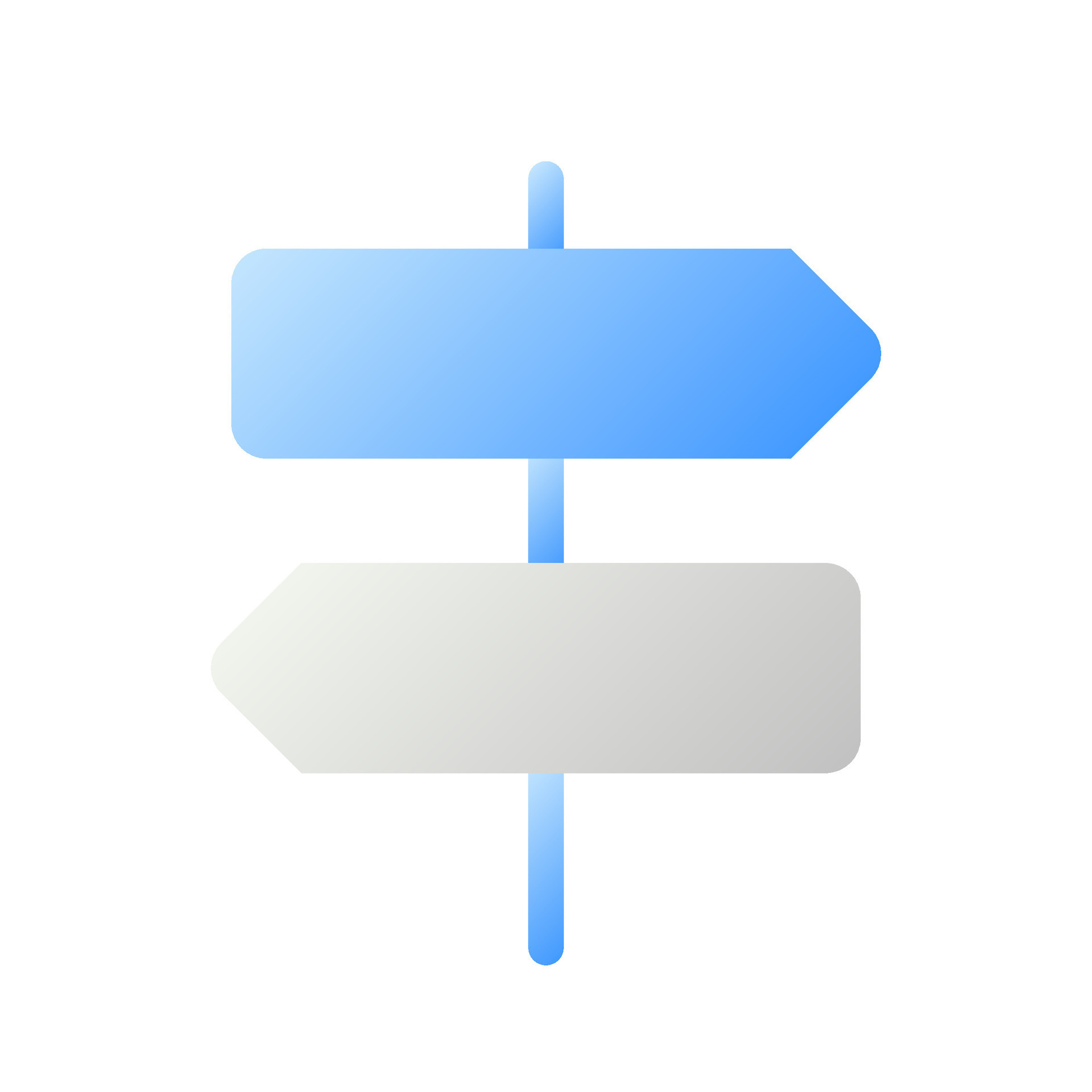 Signposts pointing in different directions flat gradient two-color ui icon. GPS navigation ...