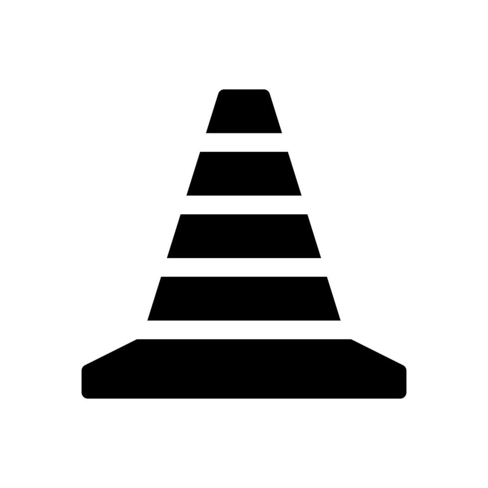 Traffic cone black glyph ui icon. Road parking. Construction site. Control zone. User interface ...