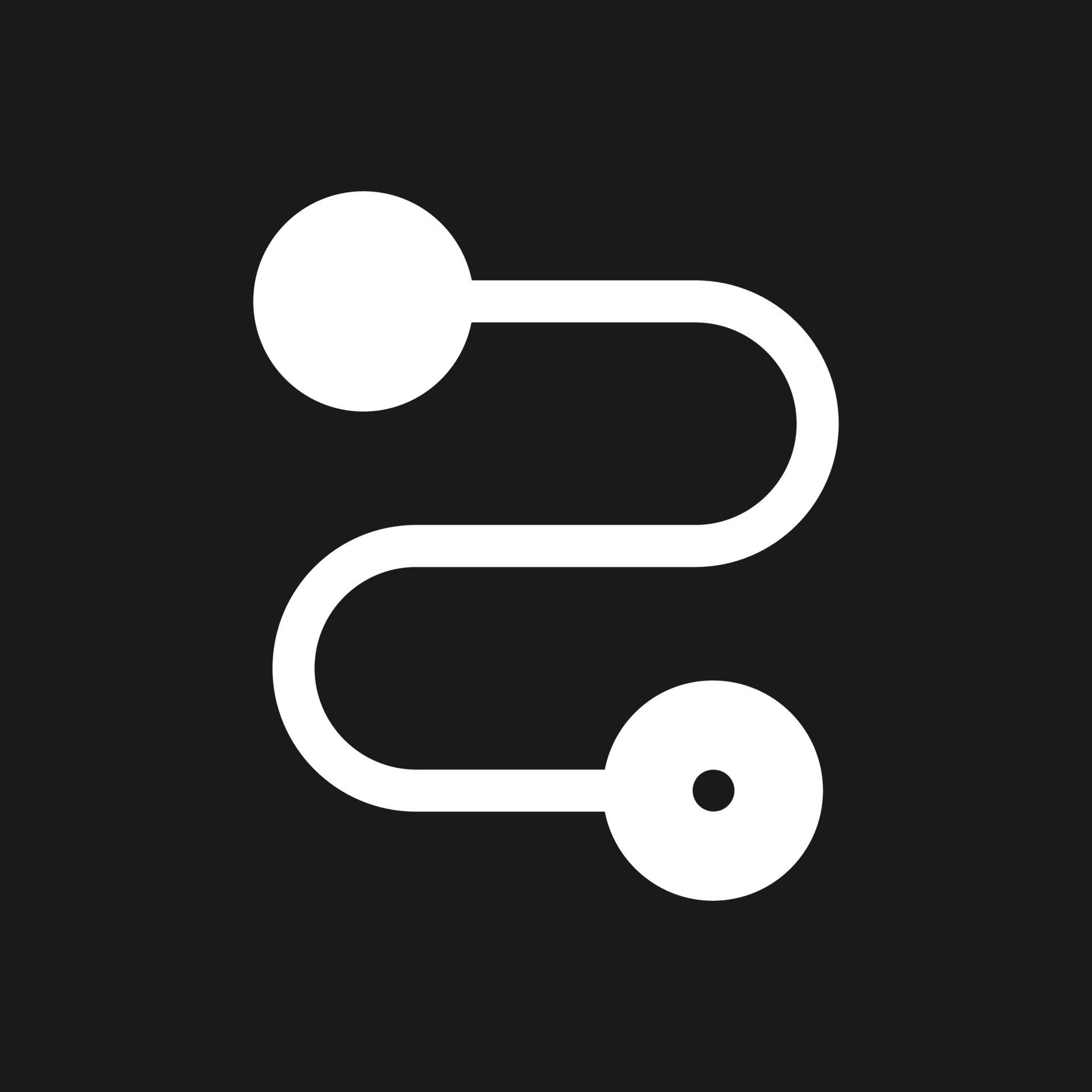 Route dark mode glyph ui icon. Logistics and distribution. User interface design. White ...