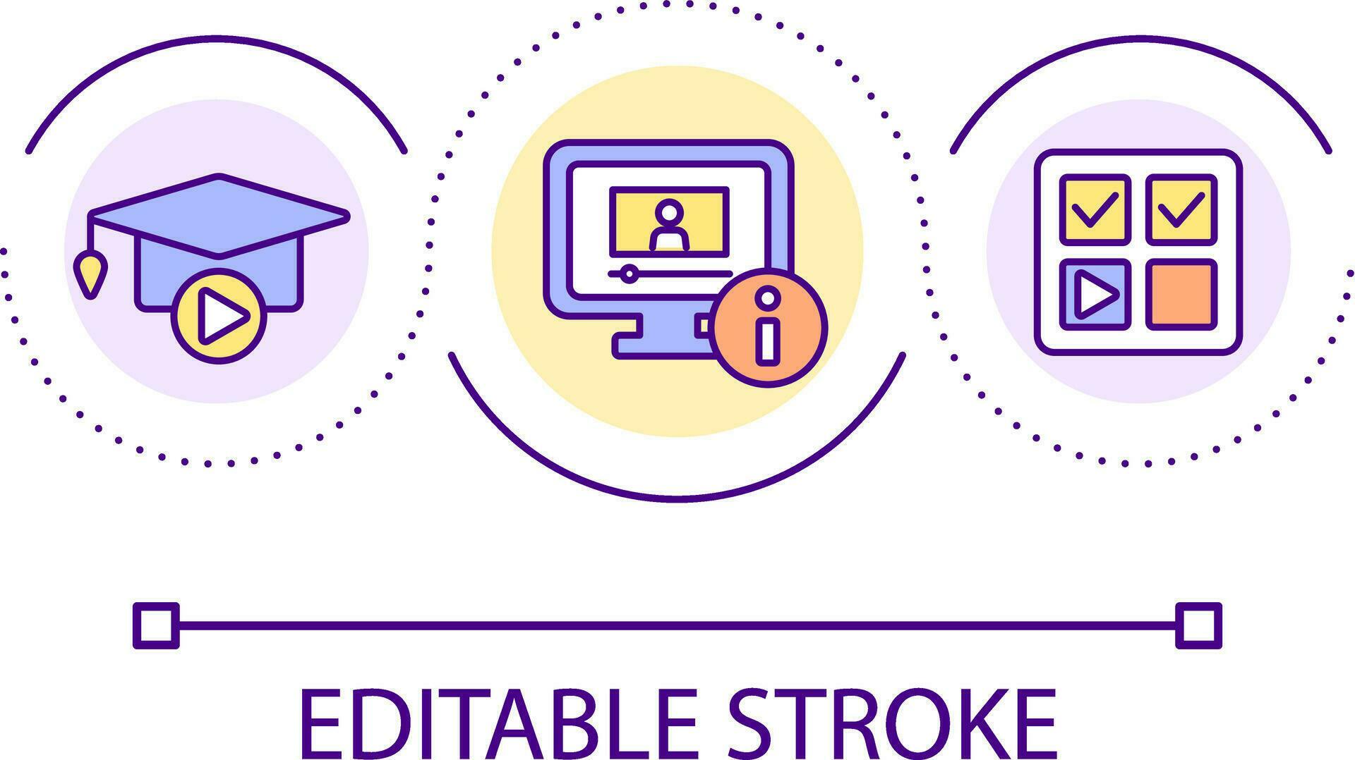 Interactive video lessons loop concept icon. Video tutorials to ...