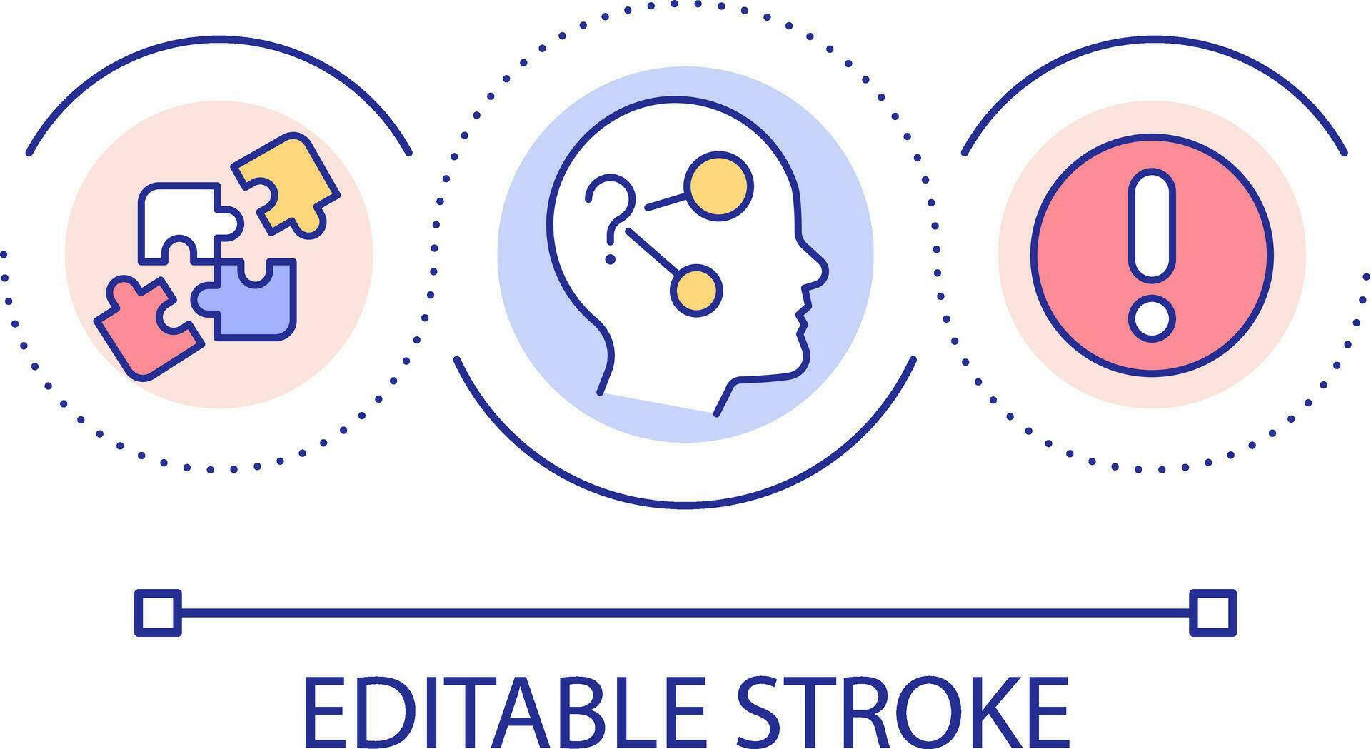 Critical thinking skills development loop concept icon. Solving puzzles abstract idea thin line ...