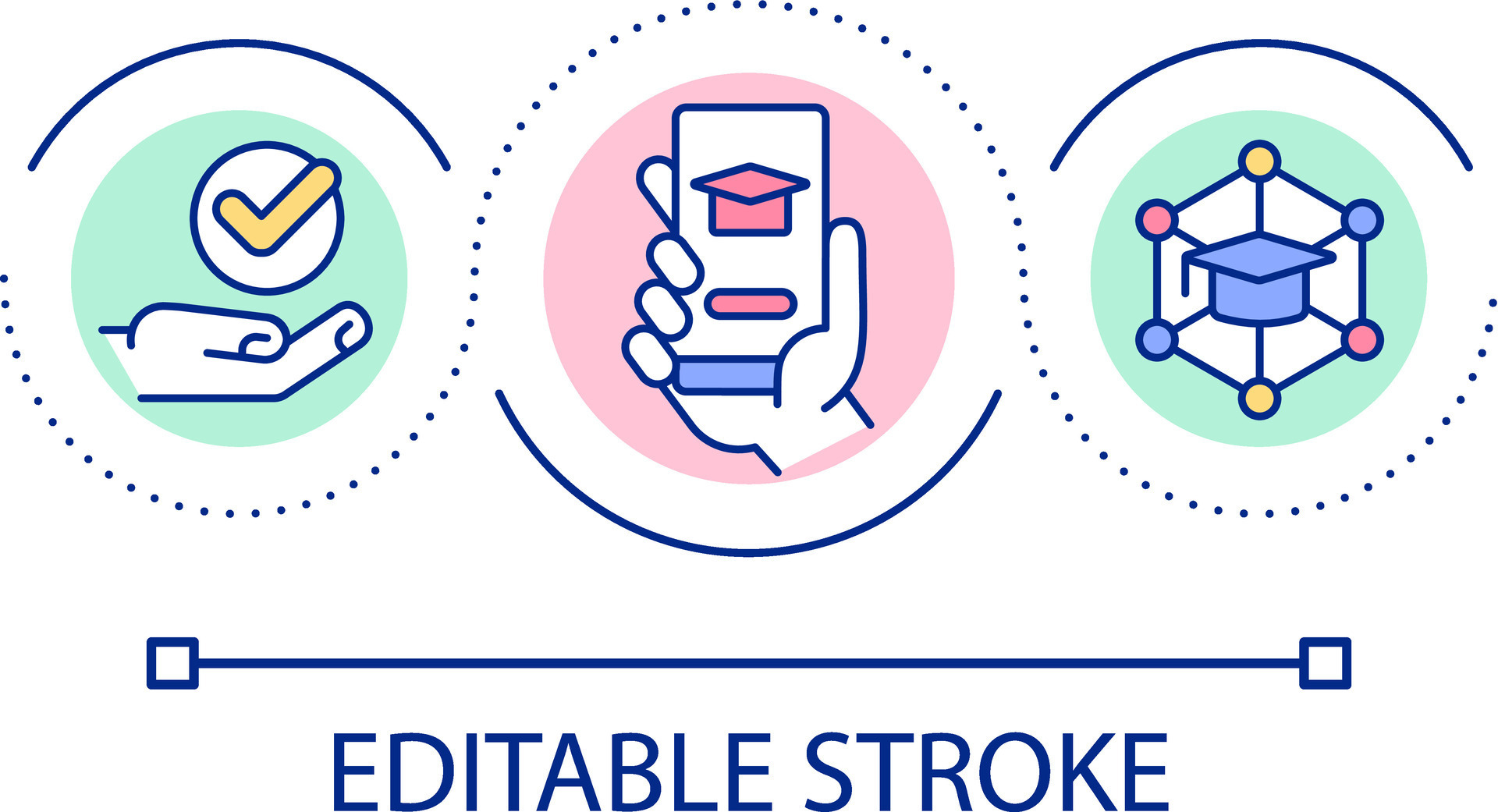 Mobile friendly elearning platform loop concept icon. Access to ...