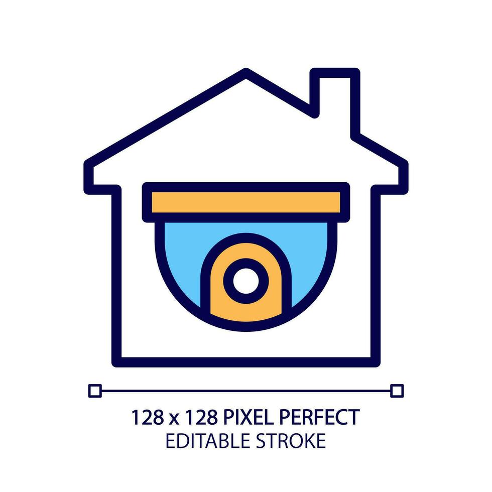 Cctv Pixel Perfect Rgb Color Icon Video Surveillance Monitoring Private Property Security