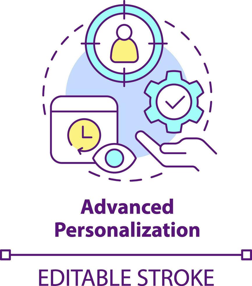 Advanced personalization concept icon. Customer engagement platform feature abstract idea thin ...