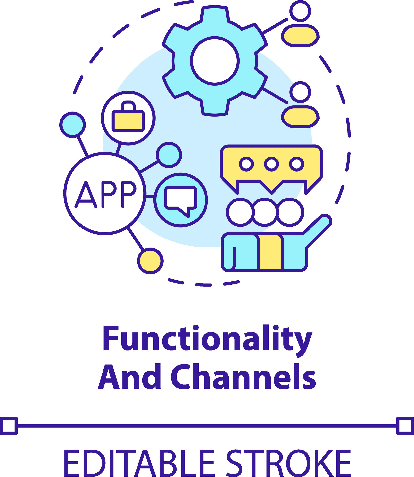 Functionality and channels concept icon. Customer engagement platform ...