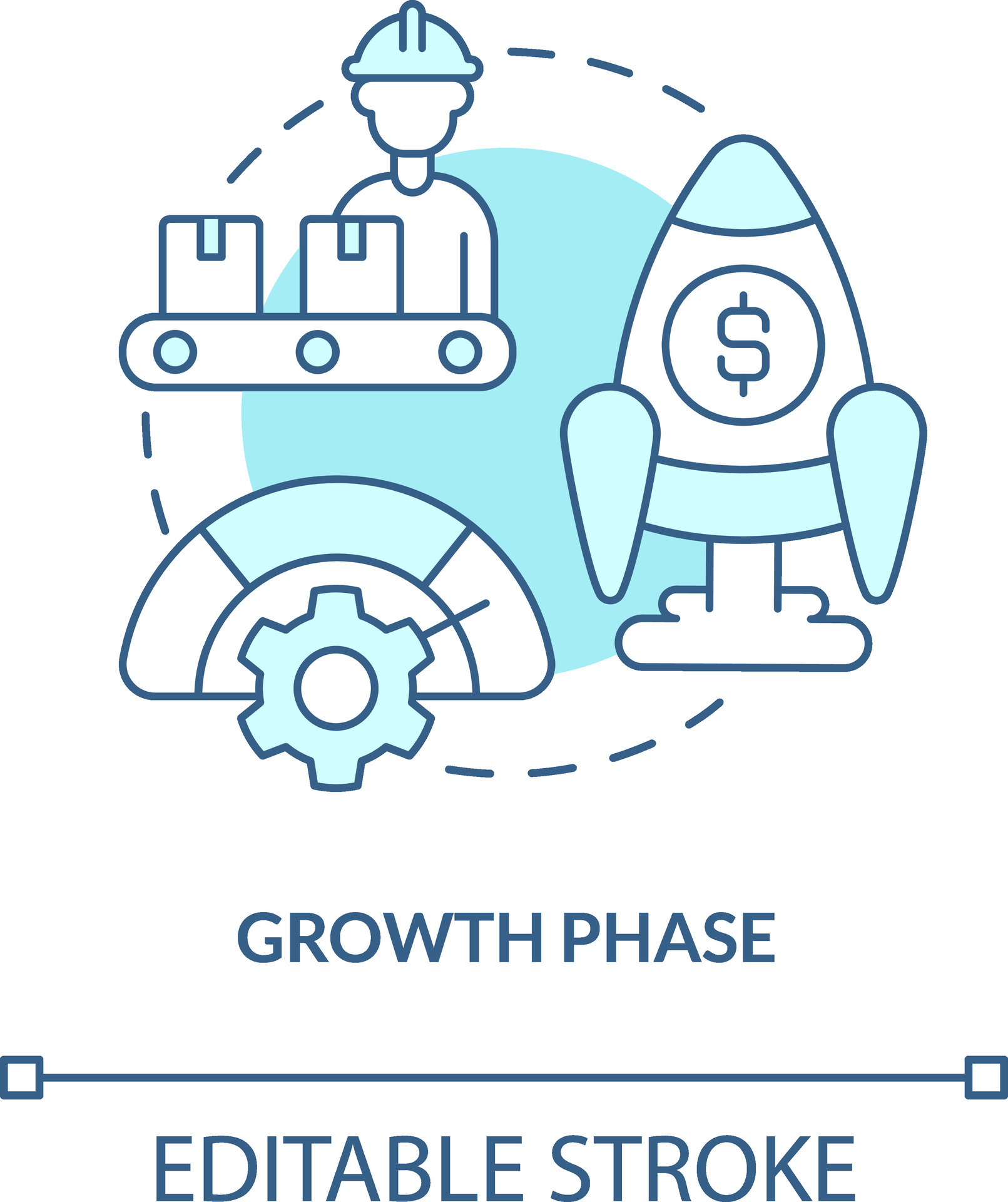 Growth phase turquoise concept icon. Business development. Stage of ... Growth phase turquoise concept icon. Business development. Stage of ...