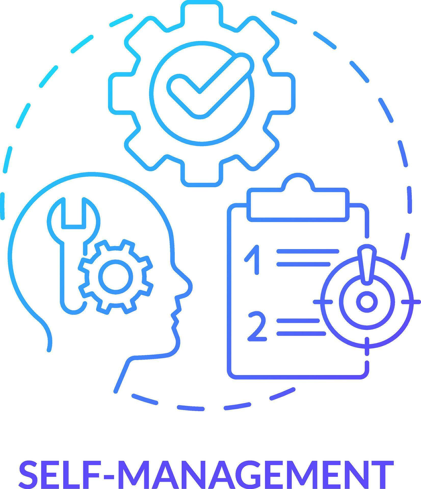 Self Management Blue Gradient Concept Icon Personal Development Abstract Idea Thin Line