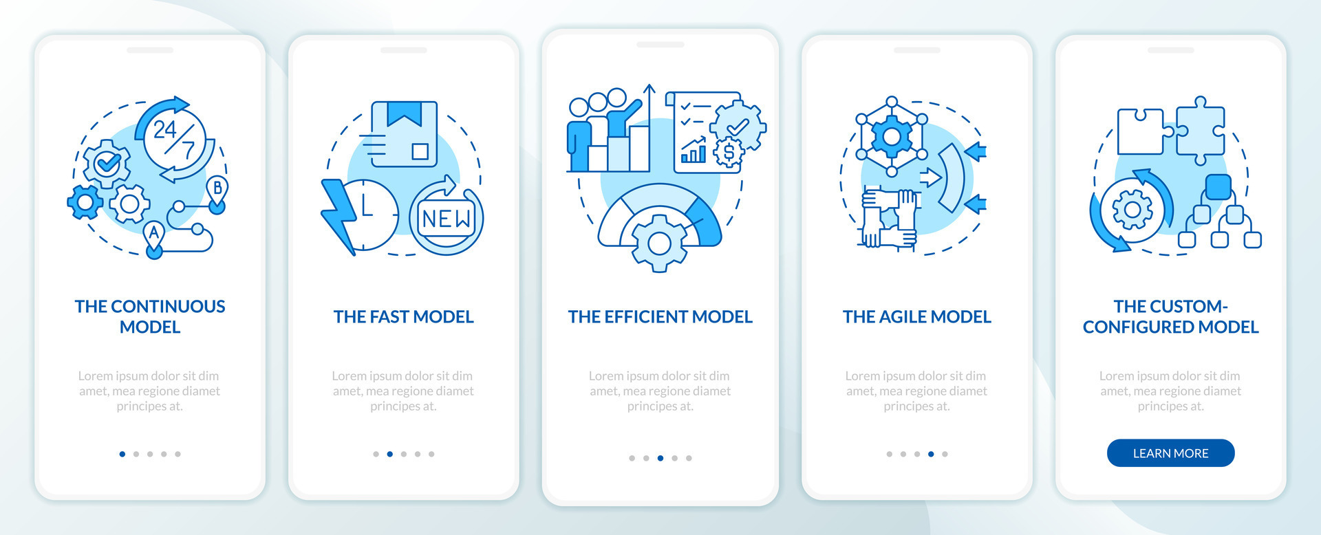 Supply Chain Models Blue Onboarding Mobile App Screen Industry
