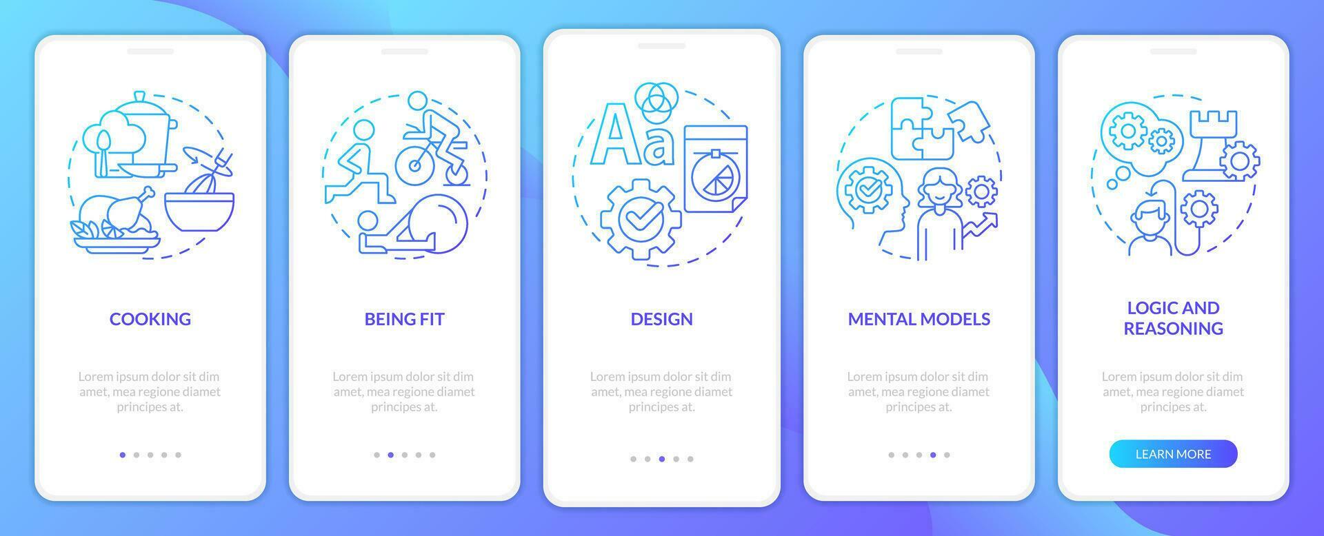 Life Skills Blue Gradient Onboarding Mobile App Screen Abilities And
