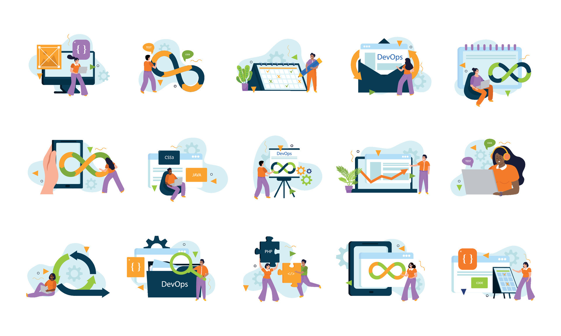 Devops Engineering Flat Set 24774437 Vector Art at Vecteezy