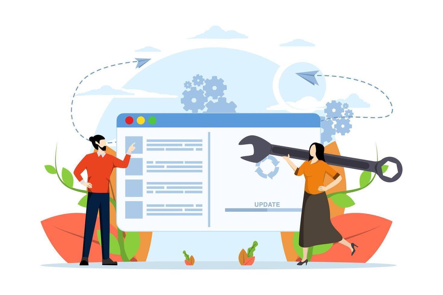 Concept of system update, integration, software installation. User ...