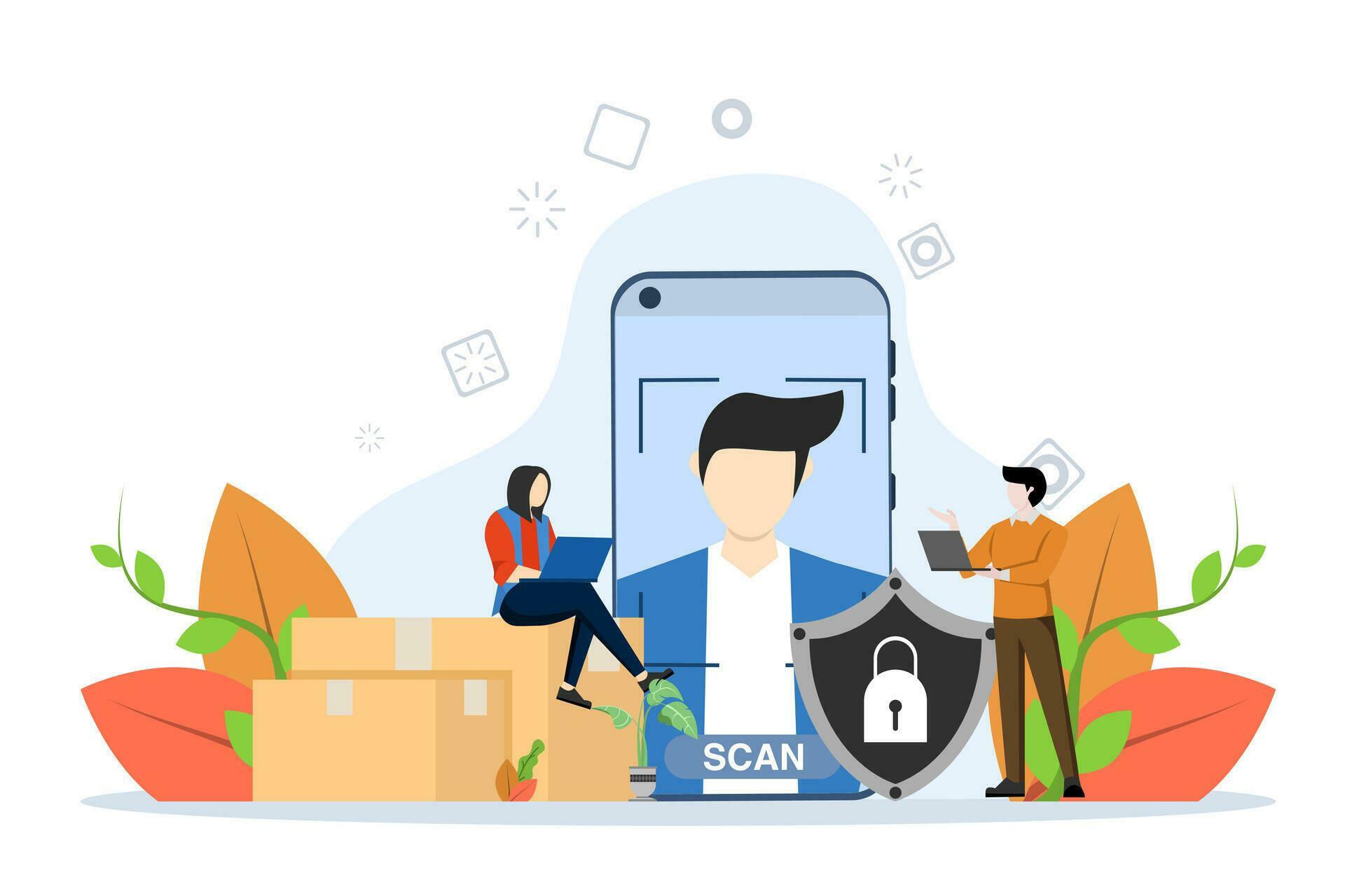 Face Recognition Technology Concept Display Mobile App With Biometric
