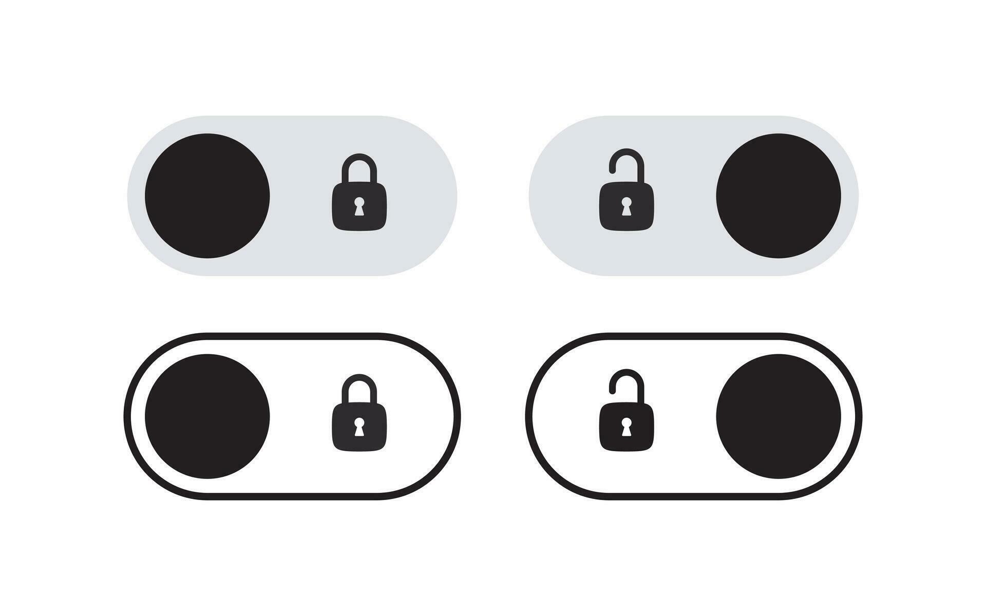 On And Off Toggle Switch Buttons With Lock Icons Padlocks Icons Vector Scalable Graphics