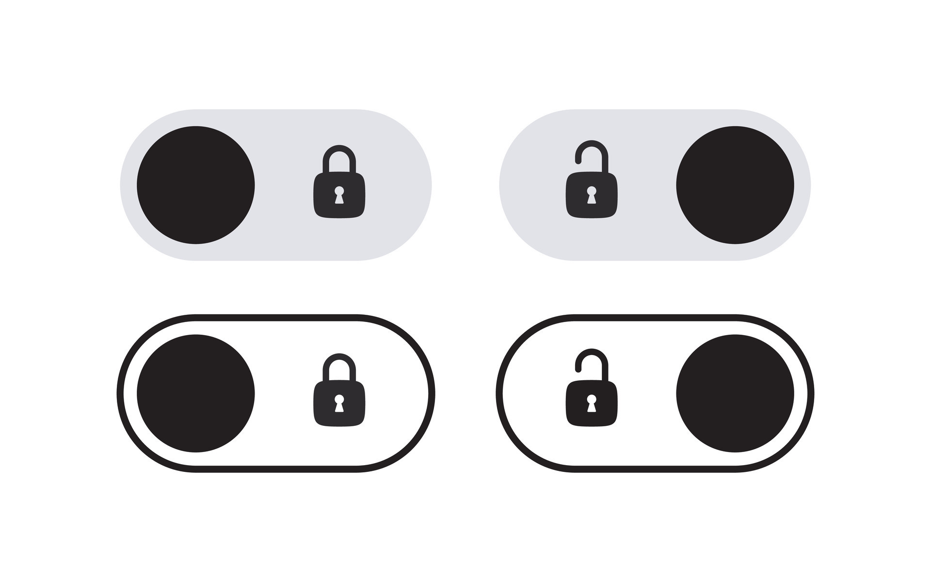 On And Off Toggle Switch Buttons With Lock Icons Padlocks Icons Vector Scalable Graphics