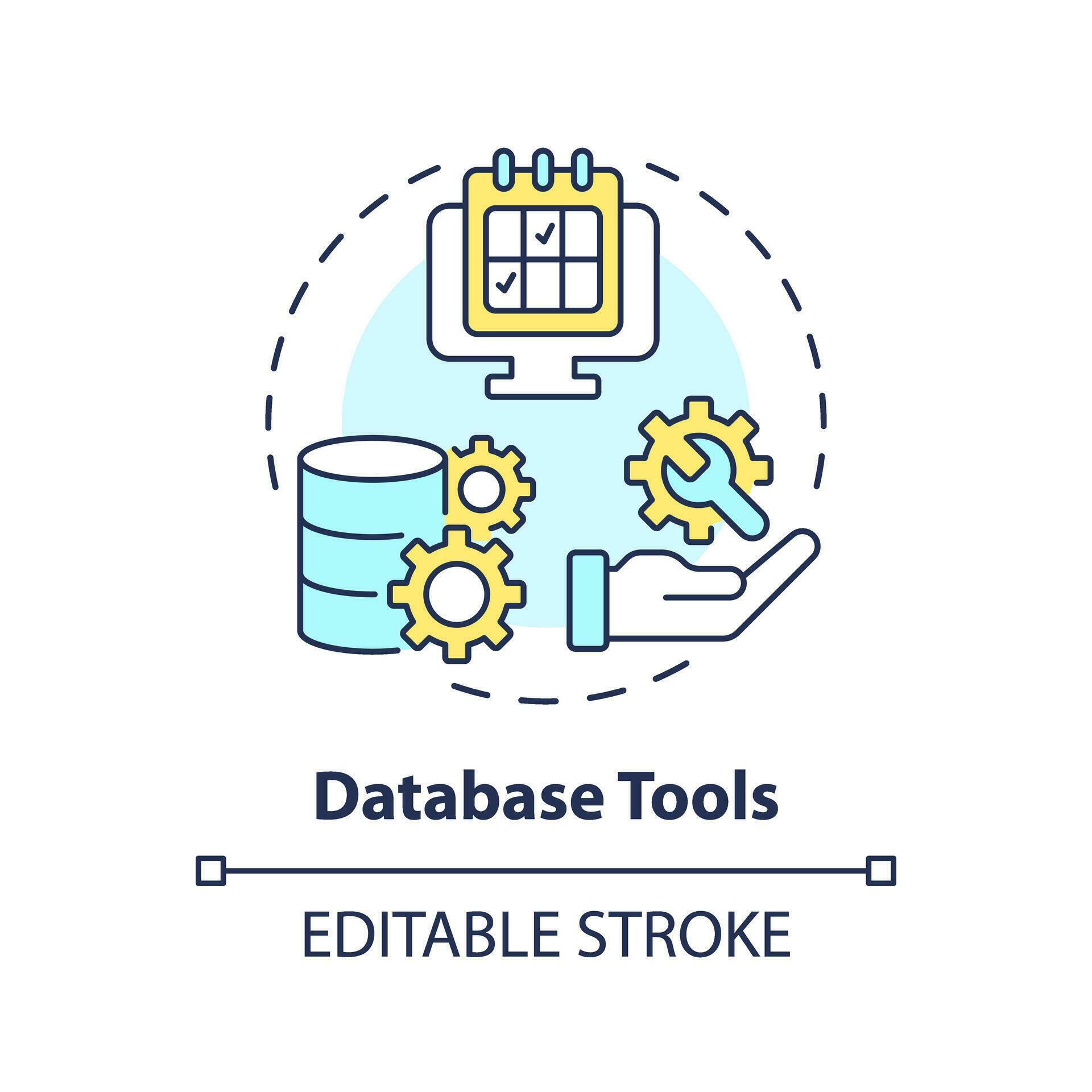 Database tools concept icon. Big data. Information storage. Calendar ...