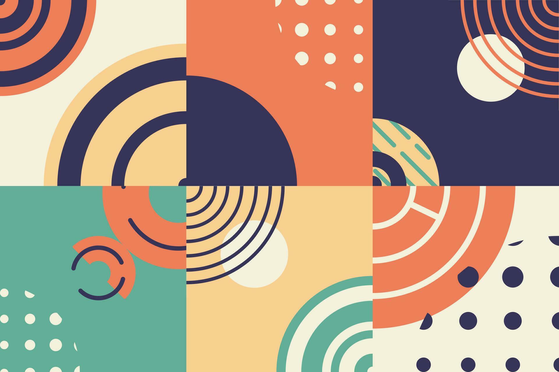 Vector Abstract Horizontal Background Bright Geometric Shapes And Forms Retro Styled Layout Or