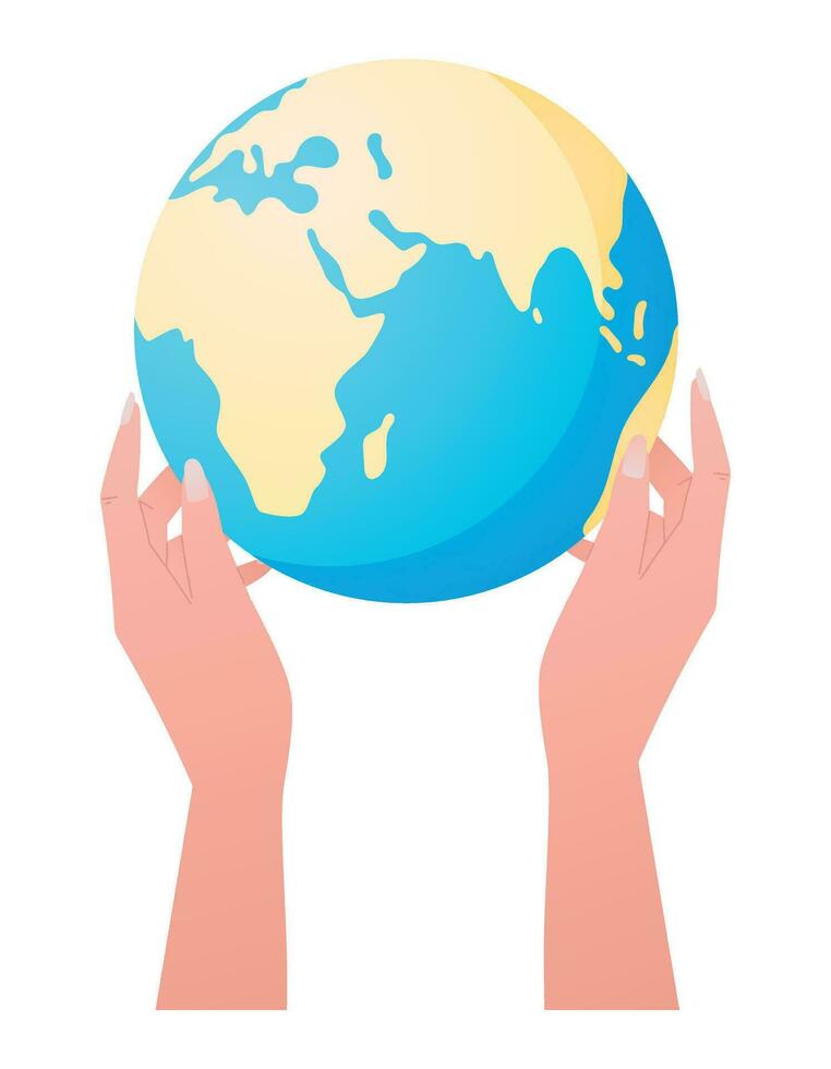 Two Human Hands Holding A Globe The Concept Of Saving The Planet Earth