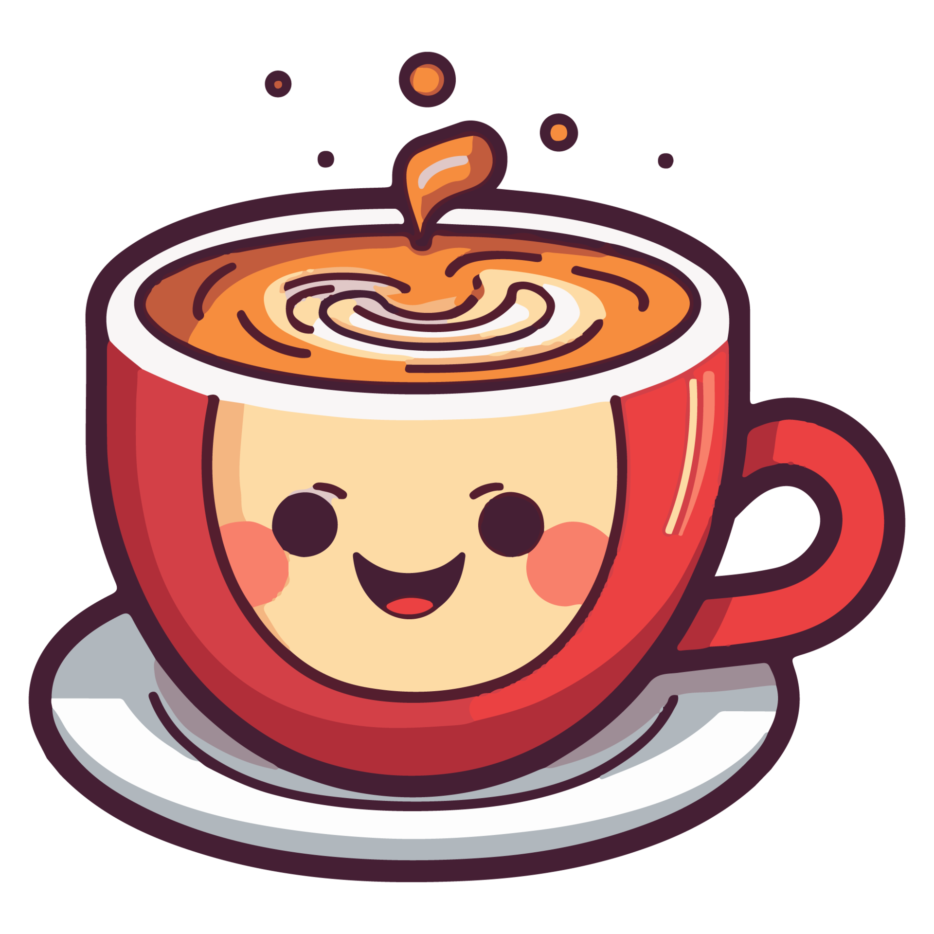 Coffee emoji cup with eyes. Kawaii cup. Element for menu. Emoji icon ...