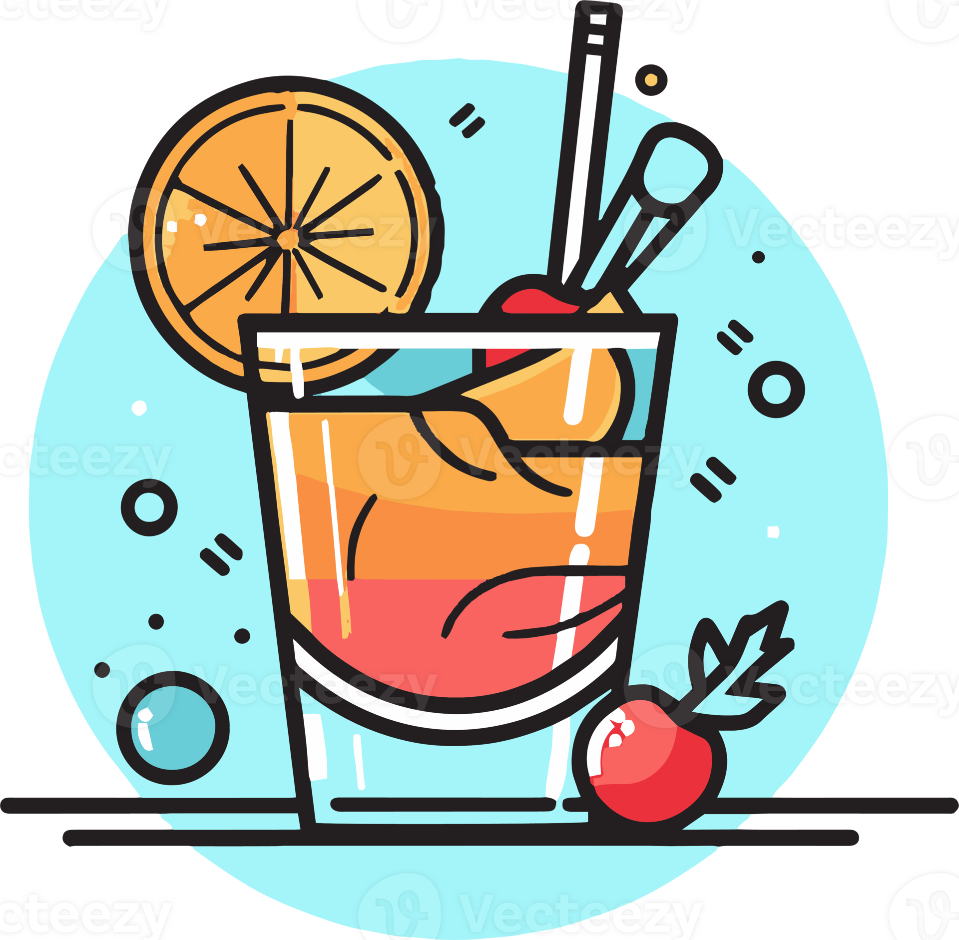 Hand Drawn Vintage Cocktail Logo In Flat Line Art Style 24786877 Png