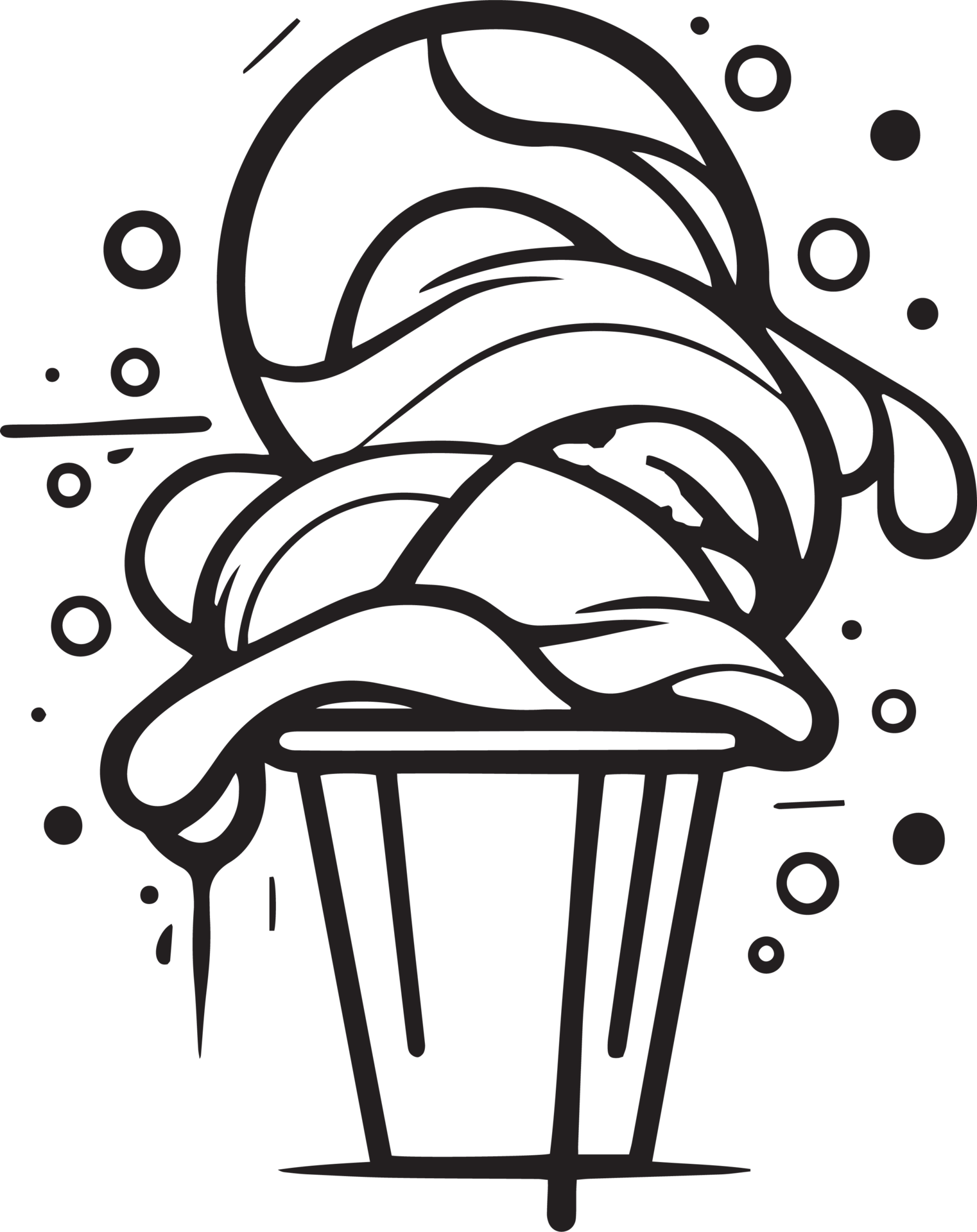 Hand Drawn Vintage Ice Cream Shop Logo In Flat Line Art Style 24787057 Png